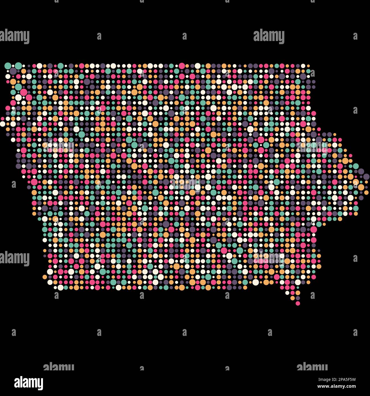 Iowa Map Silhouette Pixelated generative pattern illustration Stock ...
