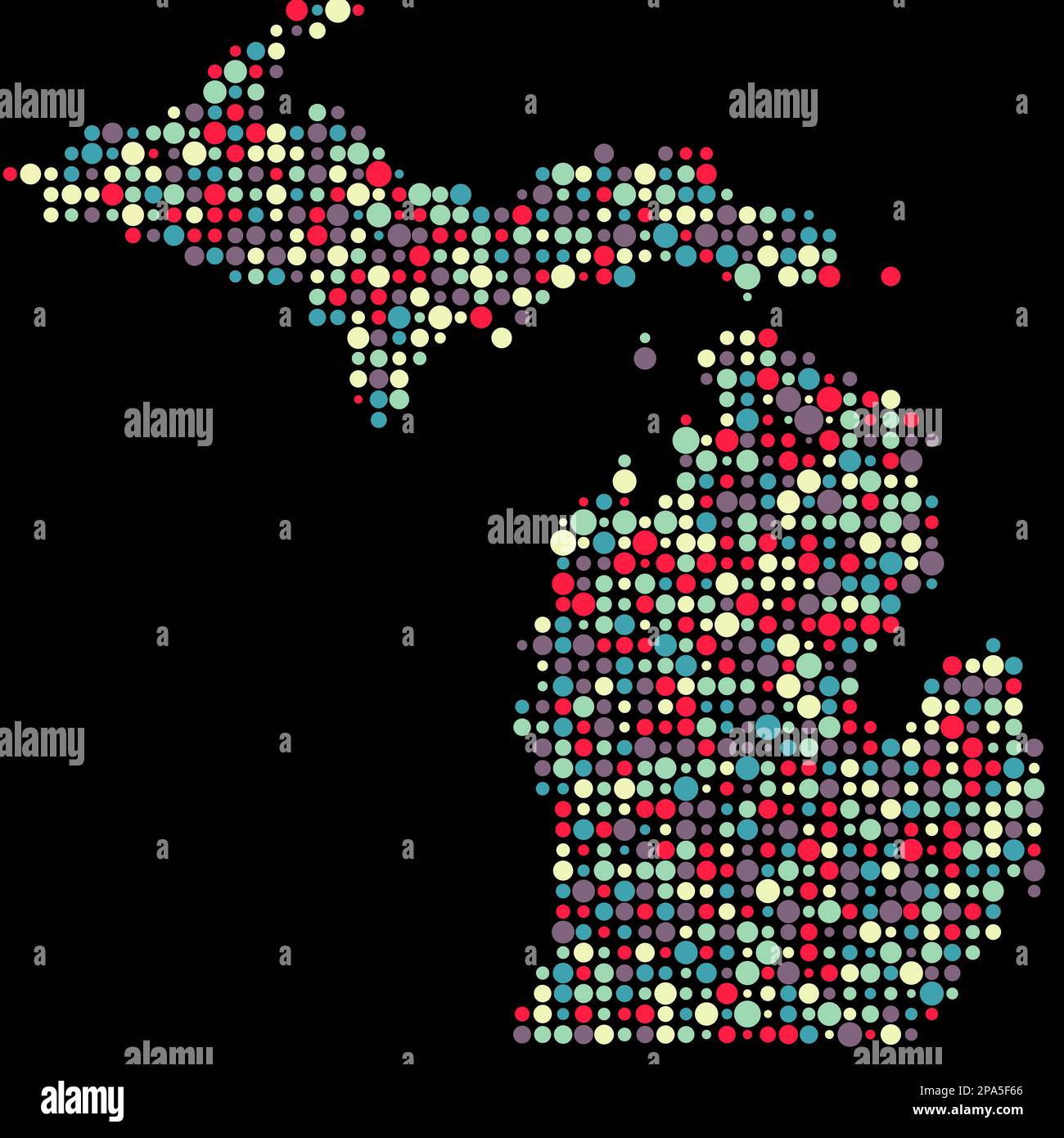 Michigan Map Silhouette Pixelated generative pattern illustration Stock ...