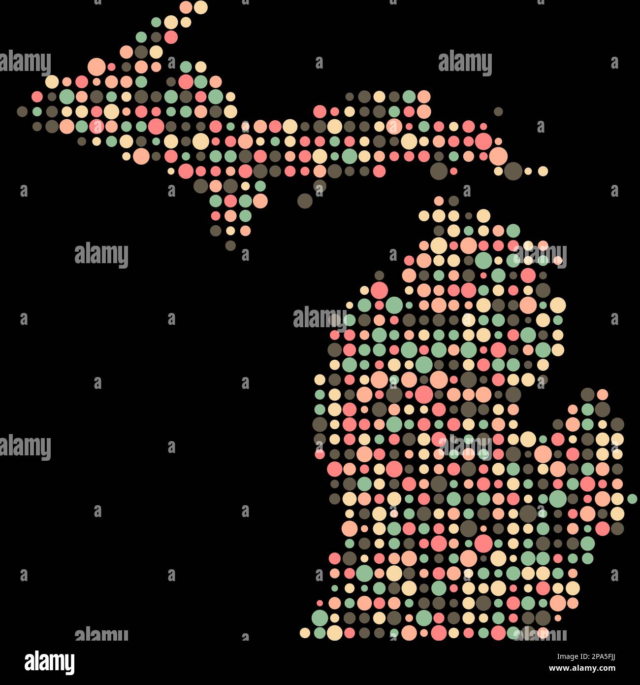 Michigan Map Silhouette Pixelated generative pattern illustration Stock ...