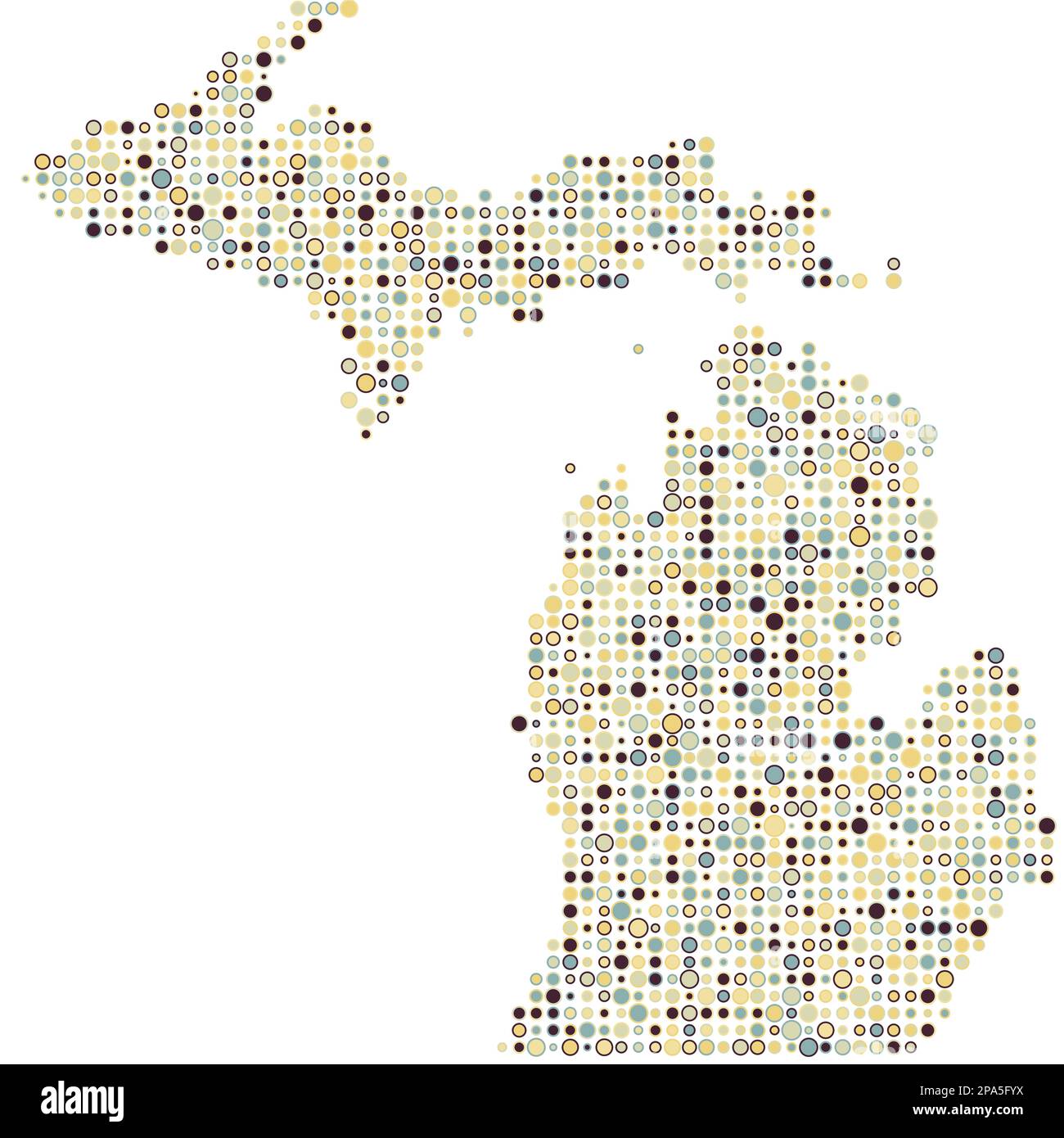 Michigan Map Silhouette Pixelated generative pattern illustration Stock ...