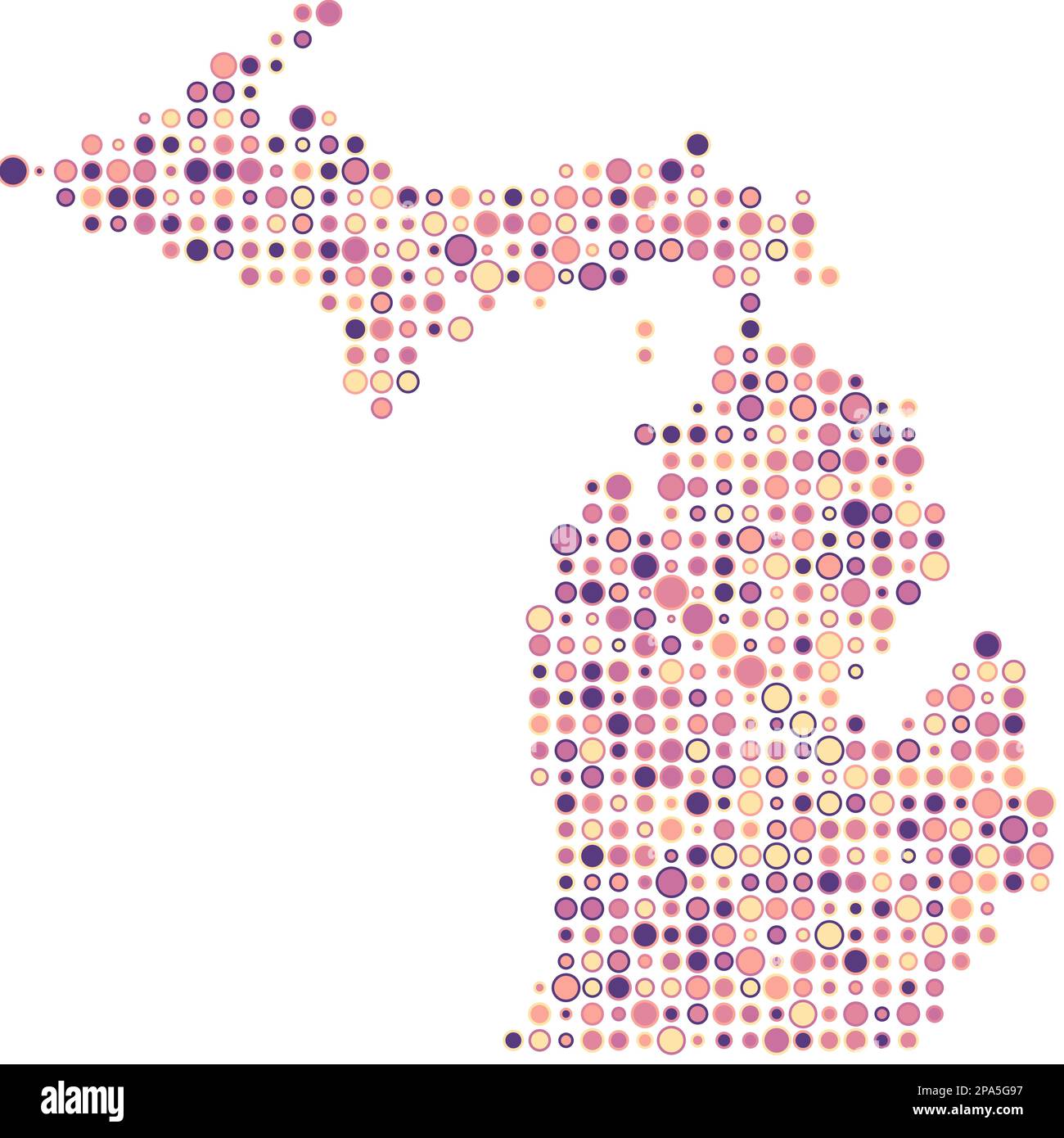 Michigan Map Silhouette Pixelated generative pattern illustration Stock ...