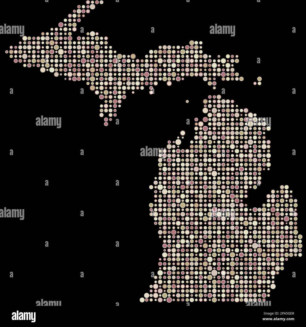 Michigan Map Silhouette Pixelated generative pattern illustration Stock ...
