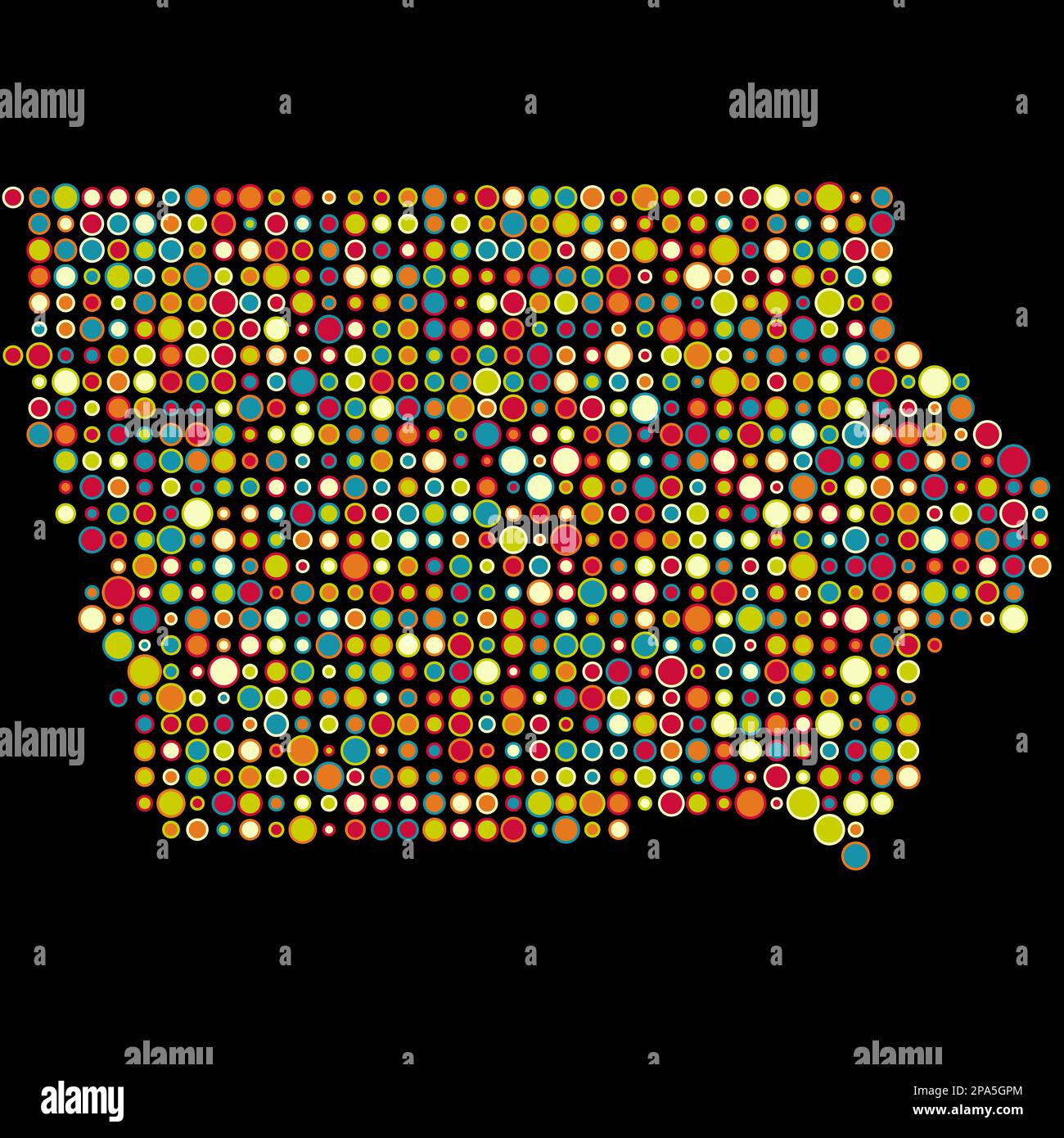 Iowa Map Silhouette Pixelated generative pattern illustration Stock ...