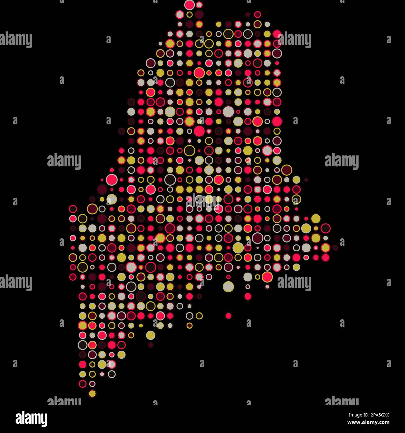 Maine Map Silhouette Pixelated generative pattern illustration Stock ...