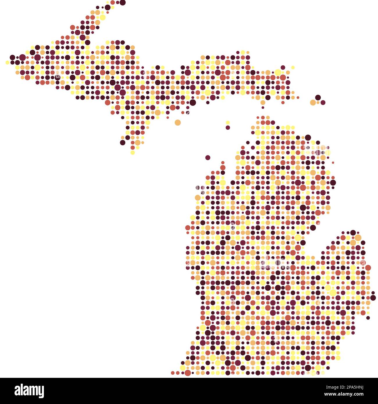 Michigan Map Silhouette Pixelated generative pattern illustration Stock ...