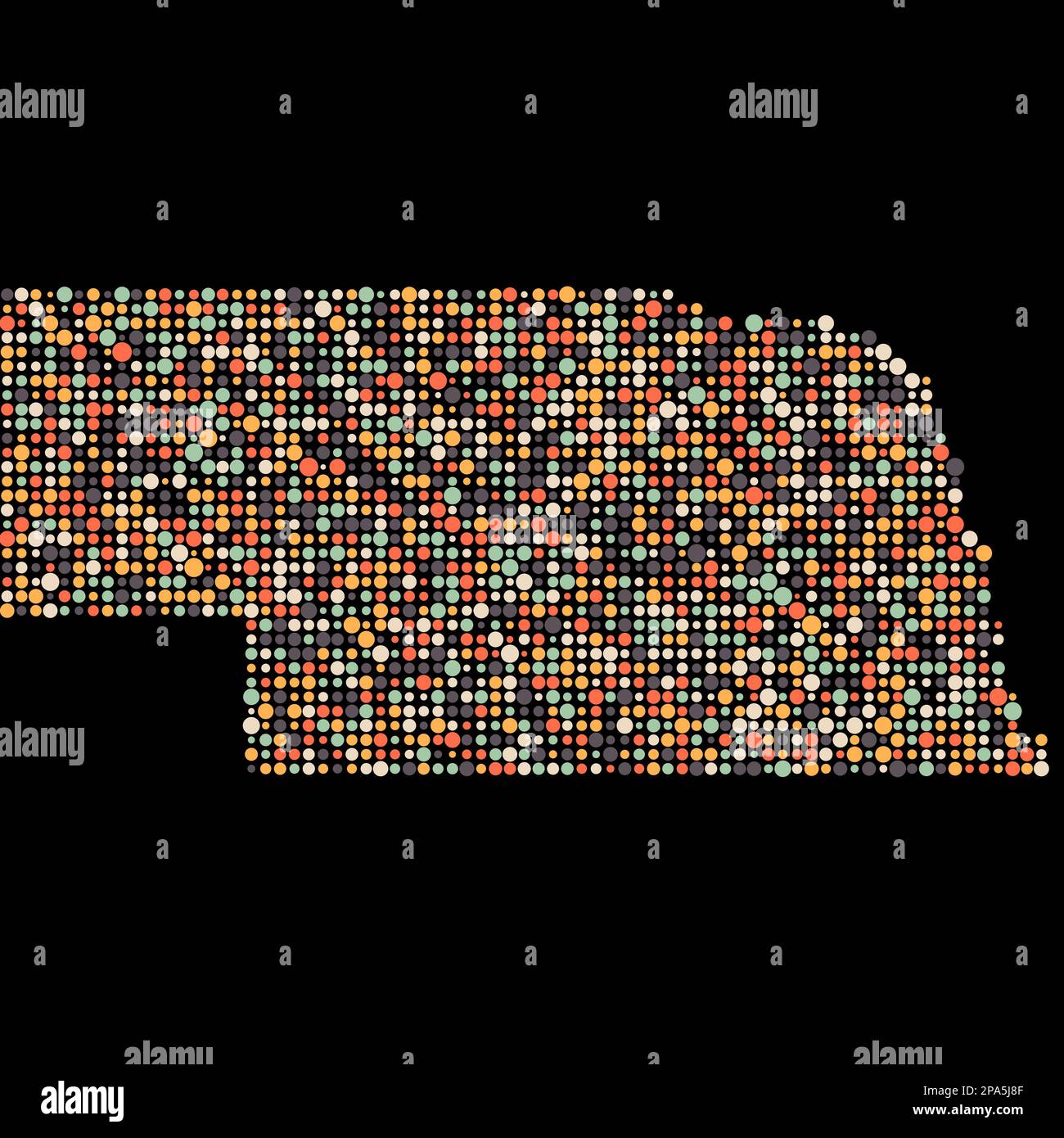 Nebraska Map Silhouette Pixelated generative pattern illustration Stock ...
