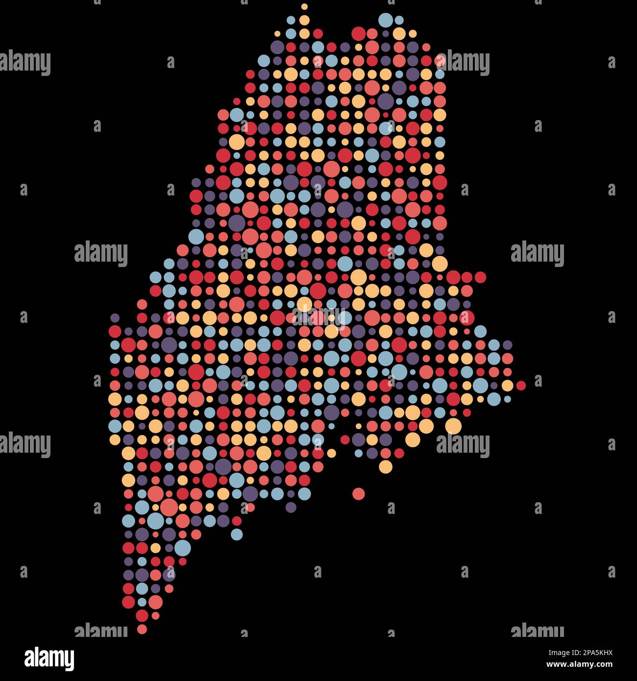 Maine Map Silhouette Pixelated generative pattern illustration Stock ...