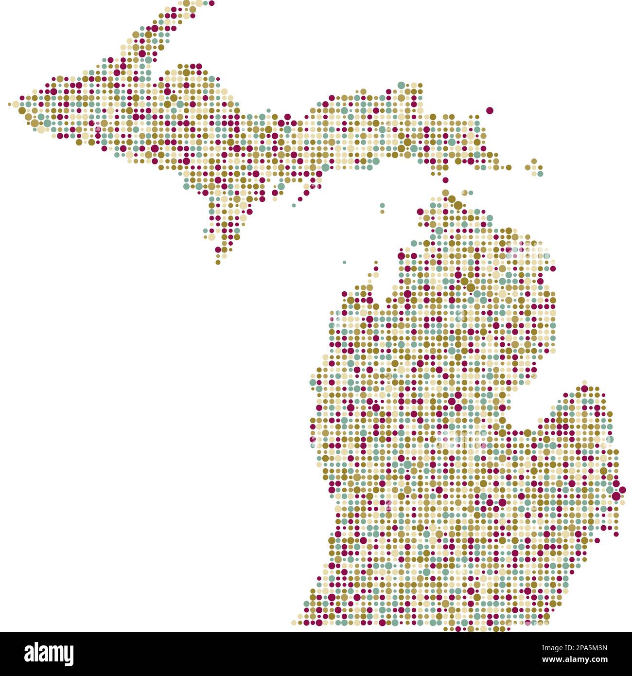 Michigan Map Silhouette Pixelated generative pattern illustration Stock ...