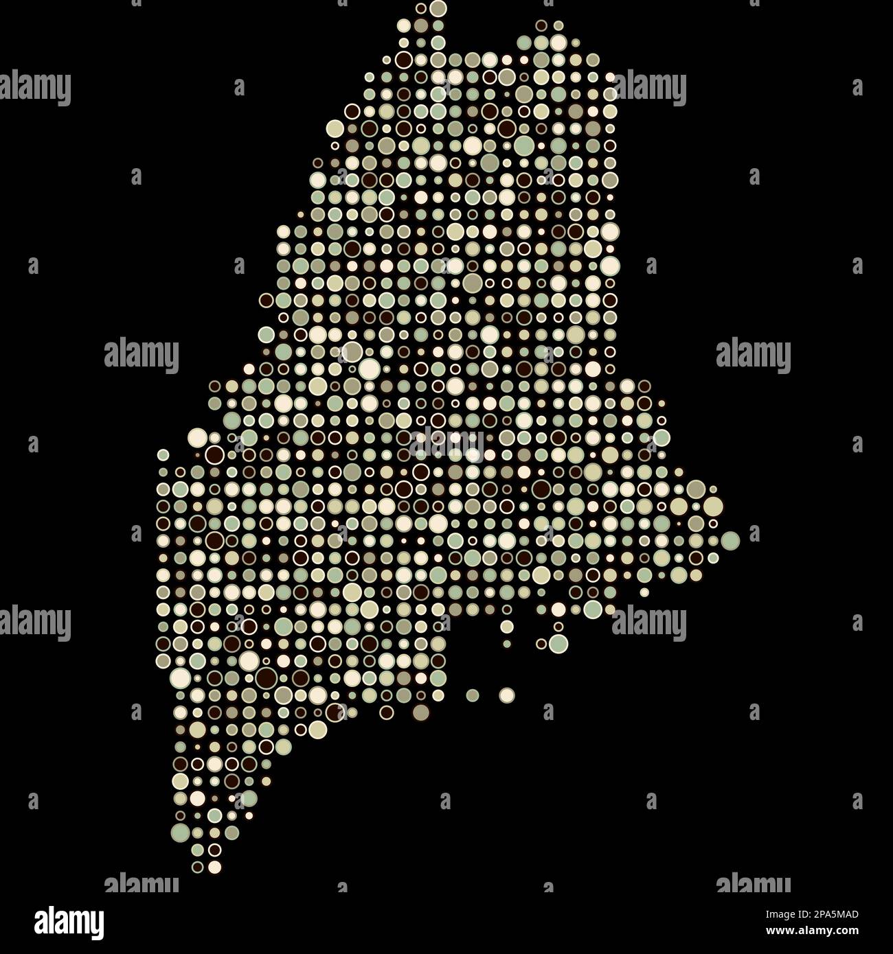 Maine Map Silhouette Pixelated generative pattern illustration Stock ...