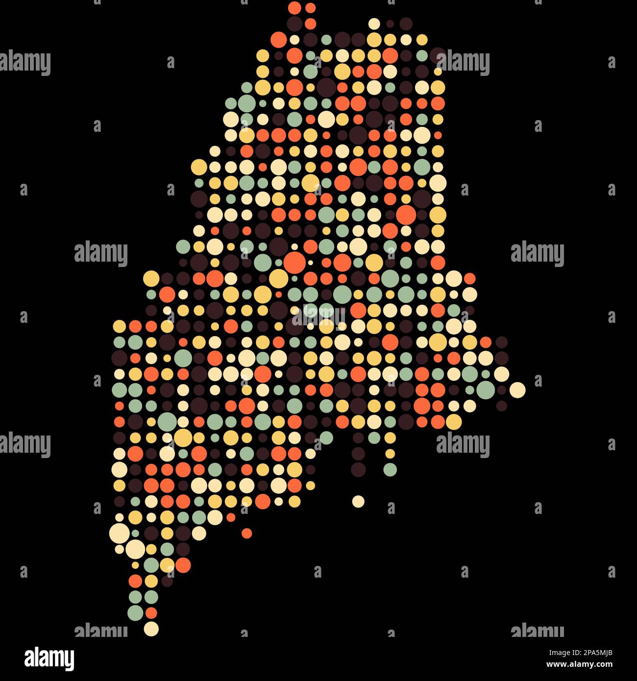Maine Map Silhouette Pixelated generative pattern illustration Stock ...