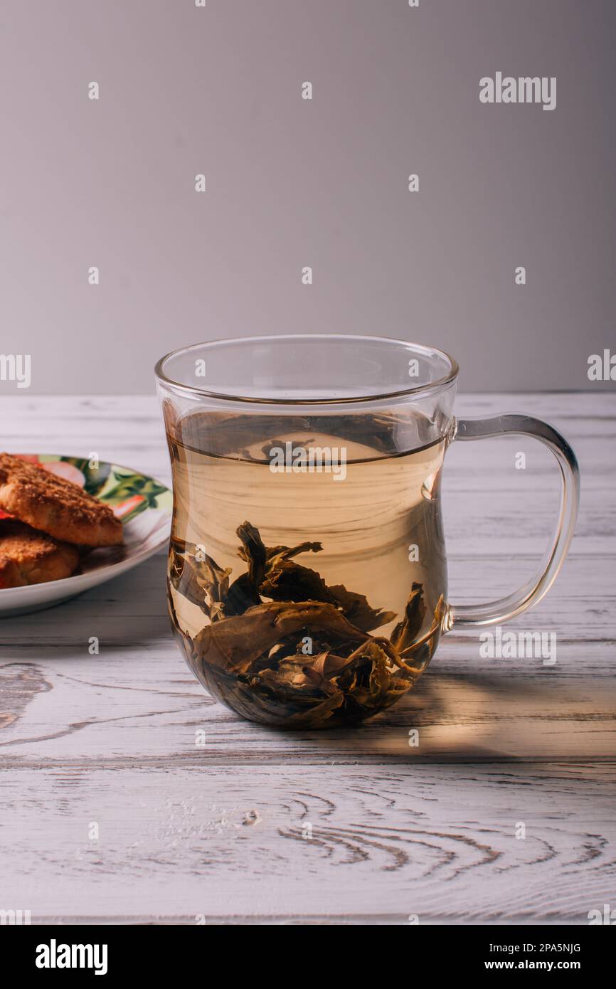 green tea and cookies white background nice yummy Stock Photo - Alamy