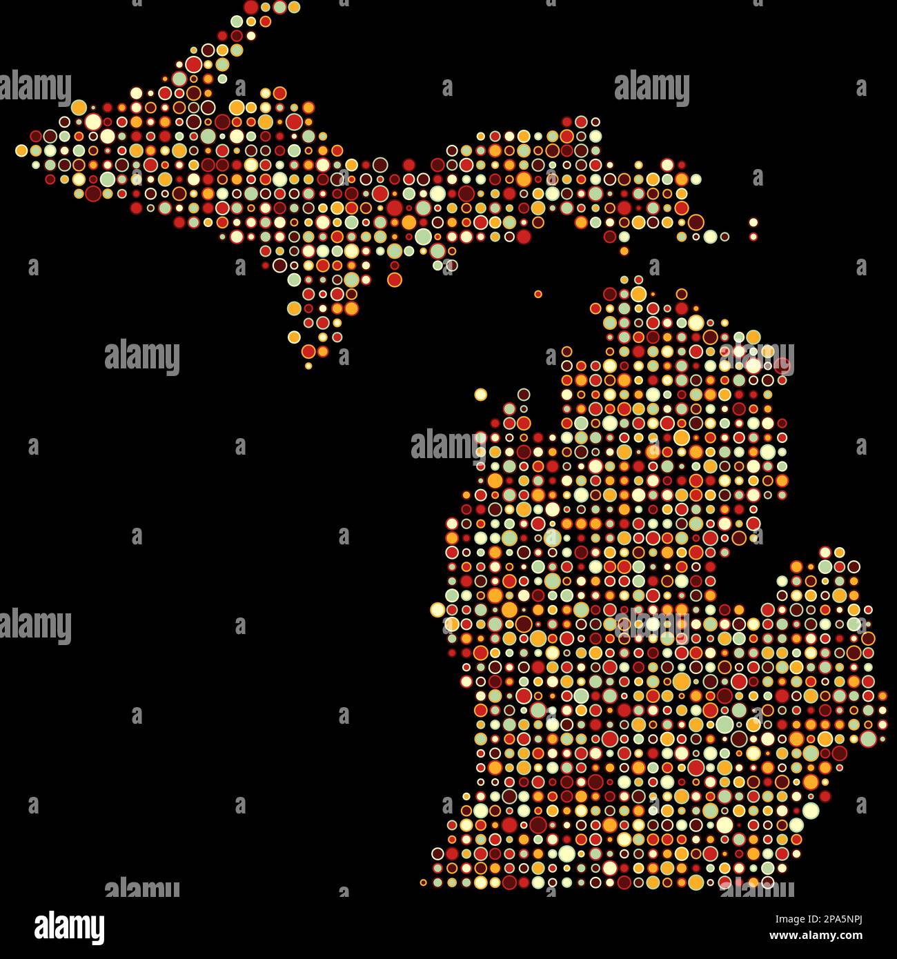 Michigan Map Silhouette Pixelated generative pattern illustration Stock ...