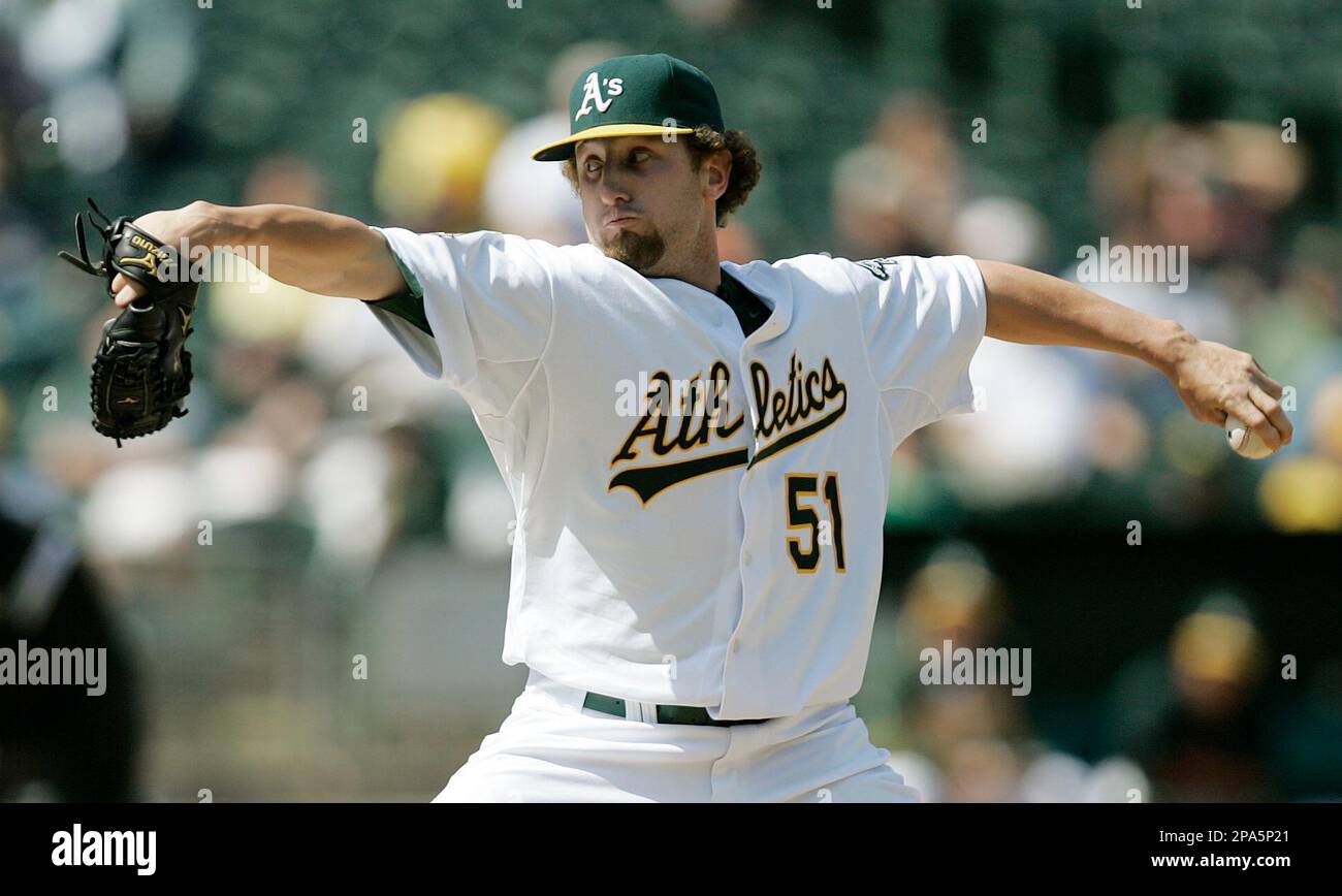 Oakland Athletics' Dallas Braden works against the Baltimore Orioles ...