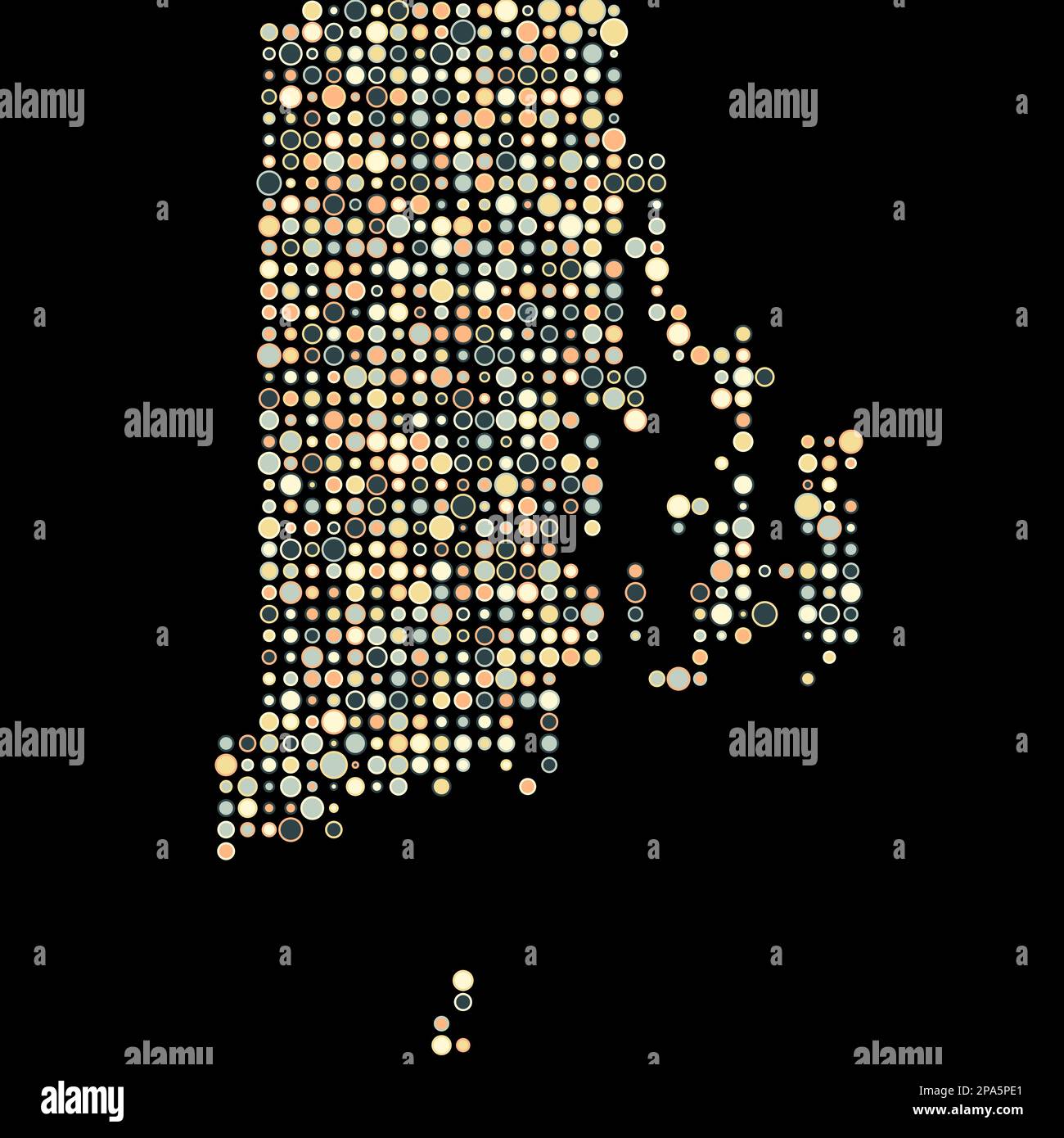Rhode island Map Silhouette Pixelated generative pattern illustration ...