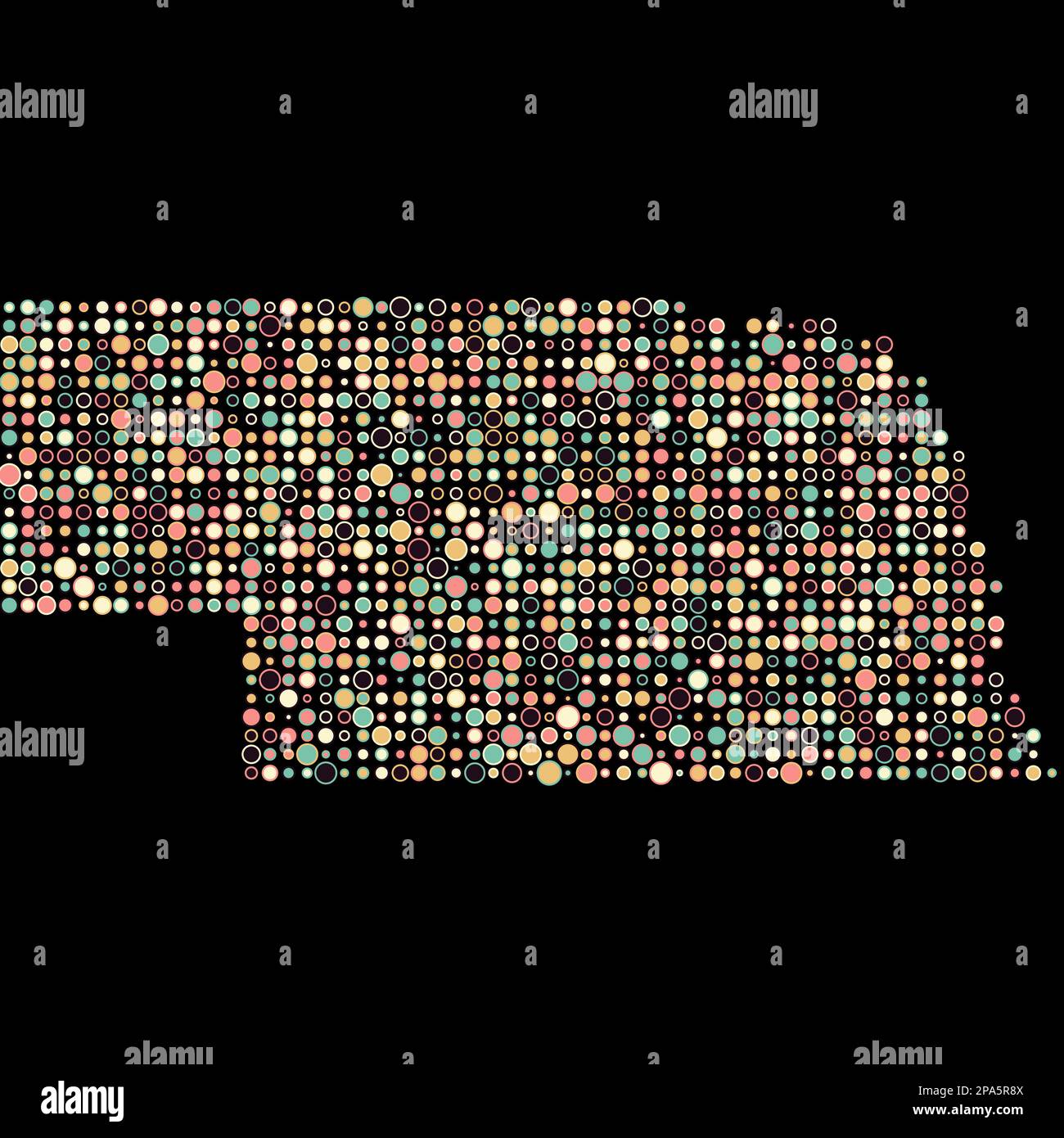 Nebraska Map Silhouette Pixelated generative pattern illustration Stock ...