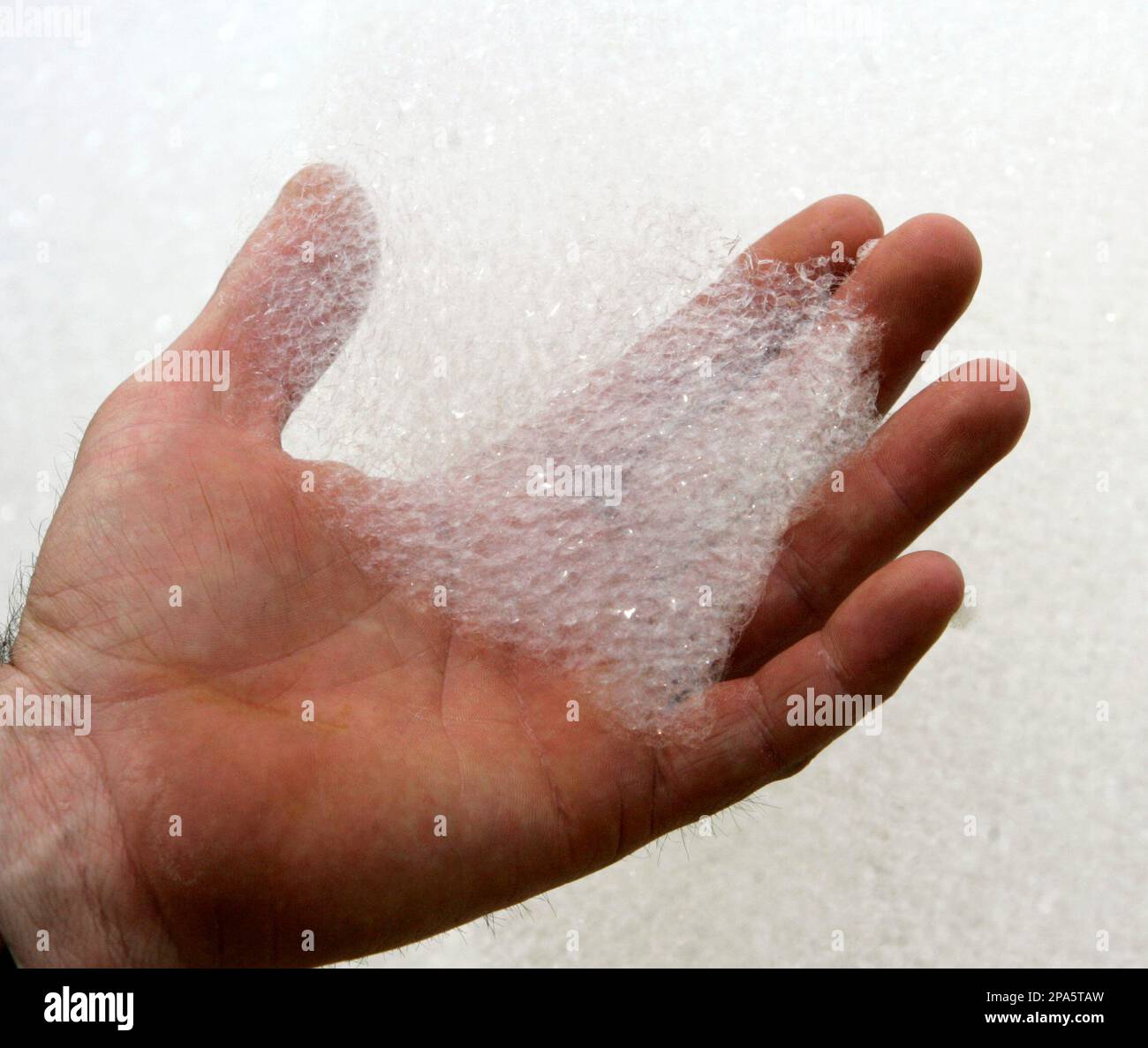A close-up of the material used to make Flogos, or floating logos, is ...