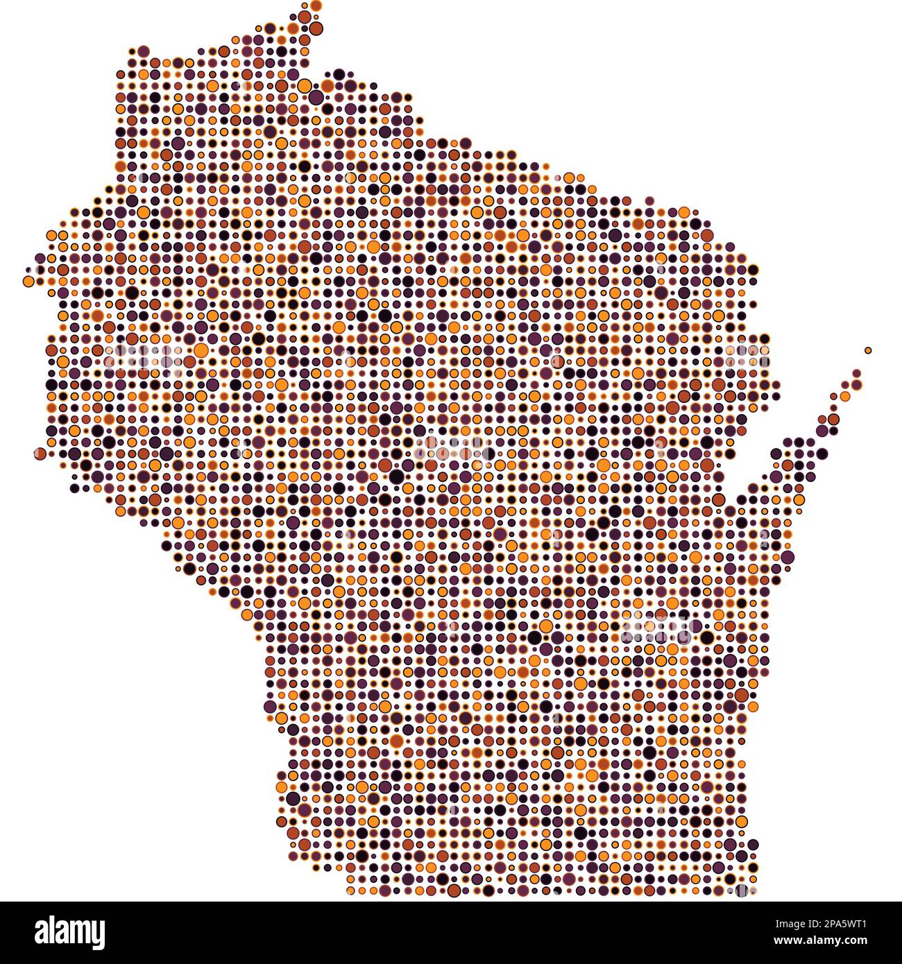 Wisconsin Map Silhouette Pixelated generative pattern illustration ...