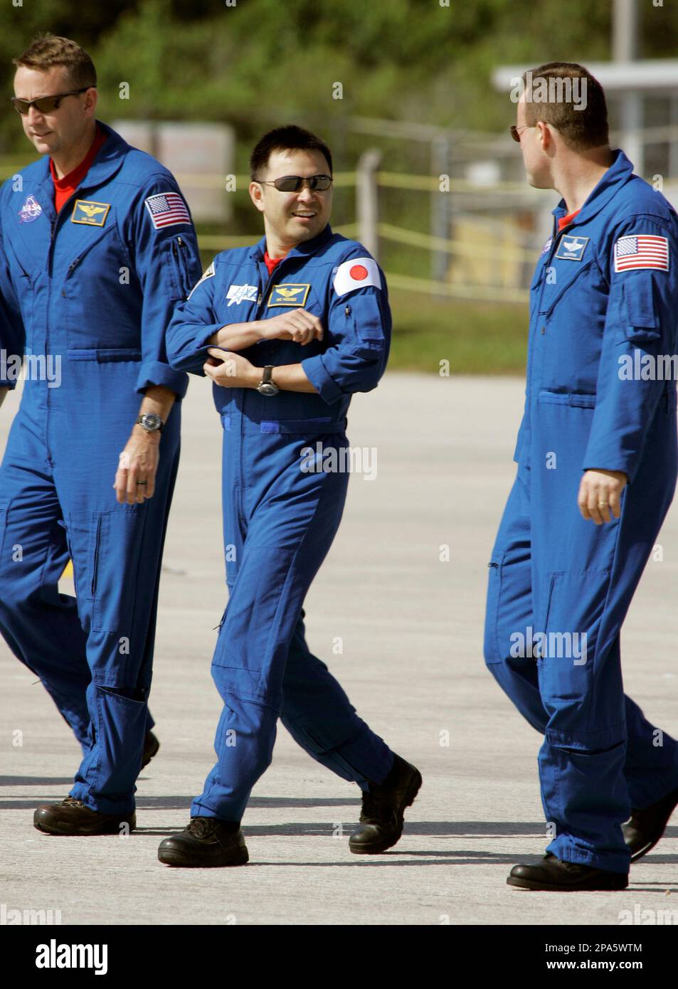 Space shuttle Discovery astronauts from left, pilot Ken Ham, Japan ...