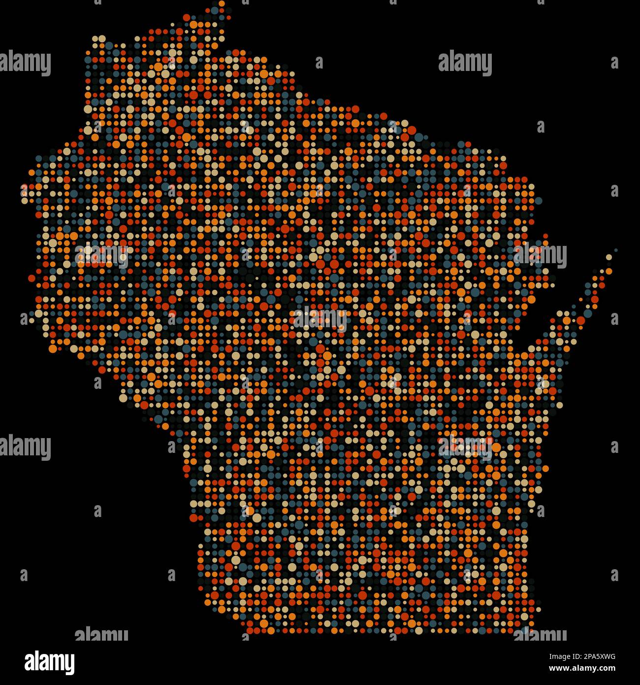 Wisconsin Map Silhouette Pixelated generative pattern illustration ...