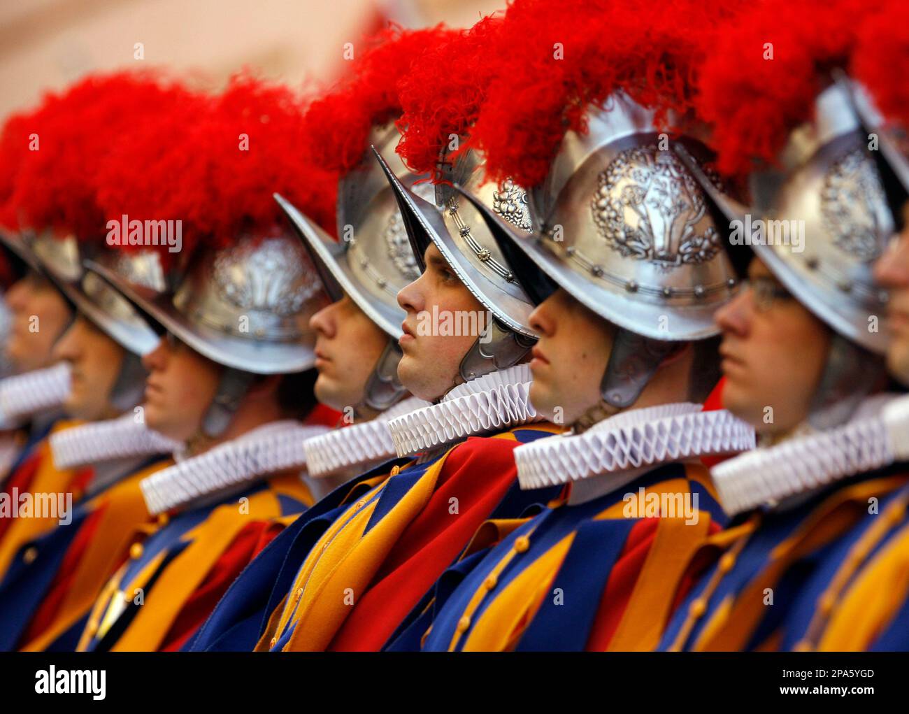 Vatican Swiss Guard are seen at the Vatican, Tuesday, May 6, 2008, on ...