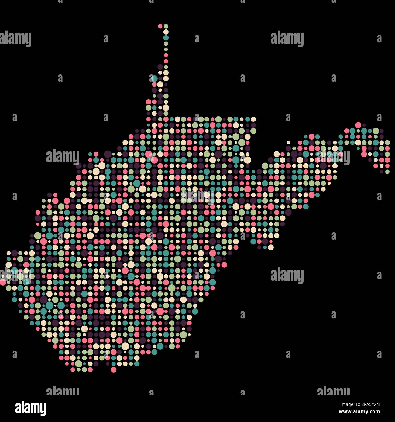 West virginia Map Silhouette Pixelated generative pattern illustration ...