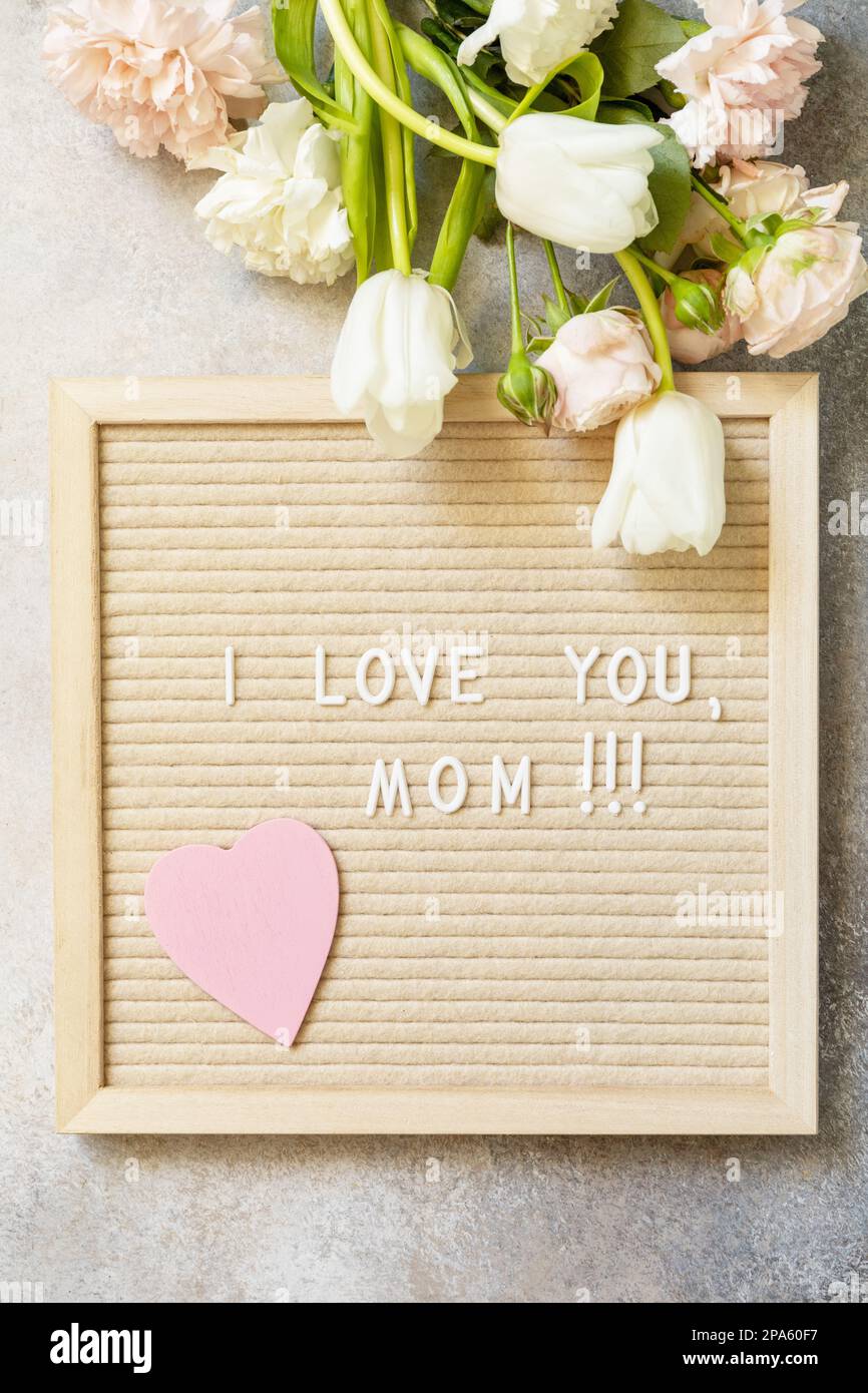 Happy Mothers Day Letter I Love Mom With Heart On Letterboard And
