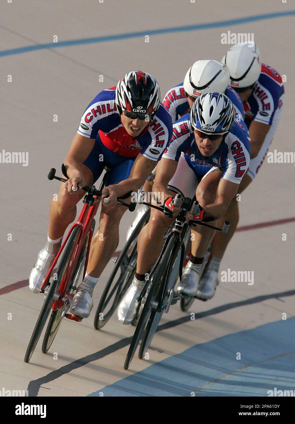 Members of the Chilean team ride in the qualifying stages of the Men's ...