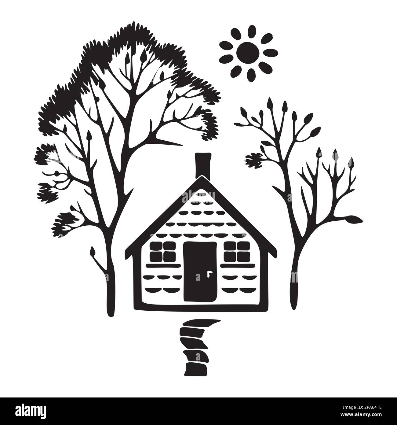 Cute rustic cottage motif in homestead vintage style. Vector ...