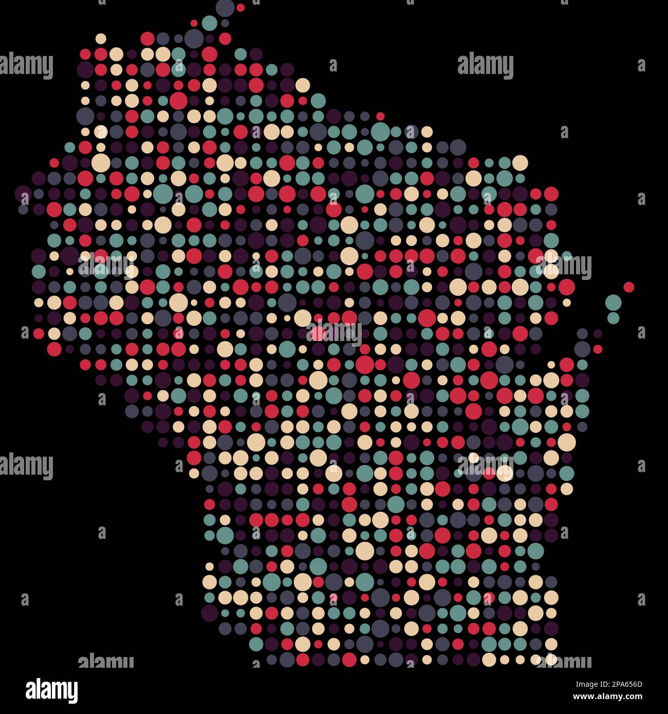 Wisconsin Map Silhouette Pixelated generative pattern illustration ...