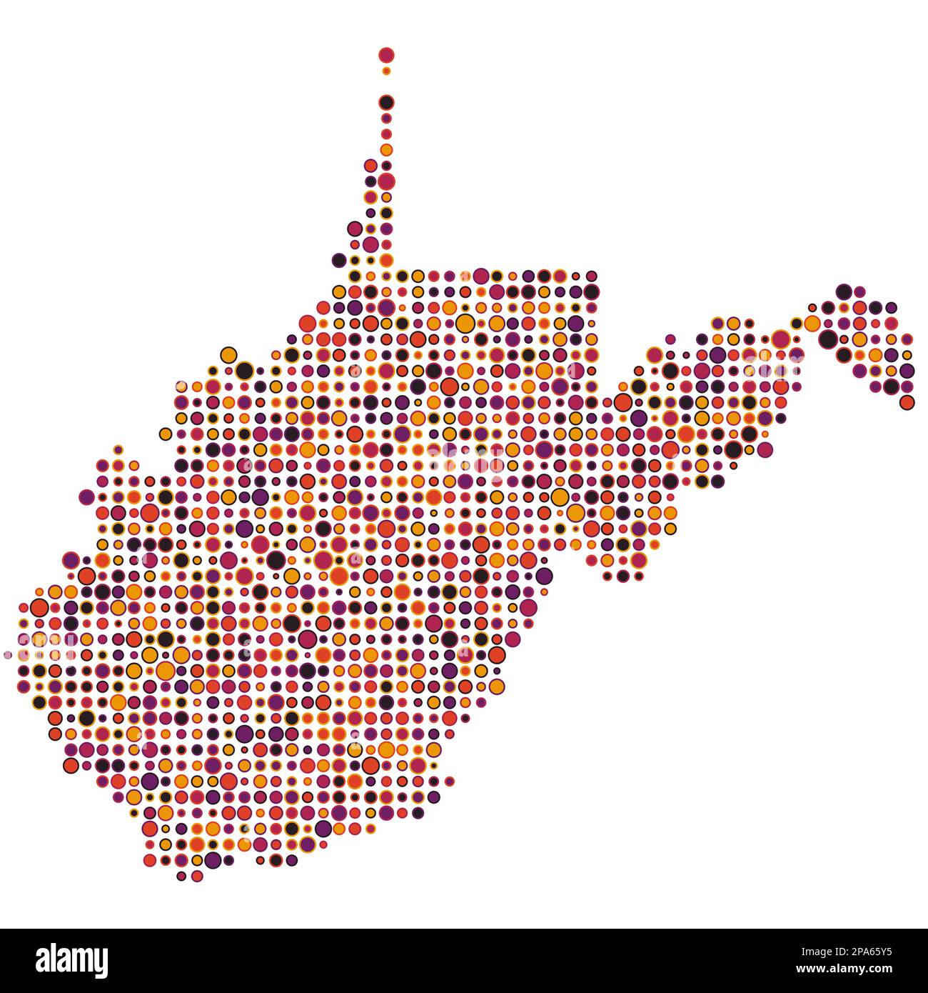 West virginia Map Silhouette Pixelated generative pattern illustration ...