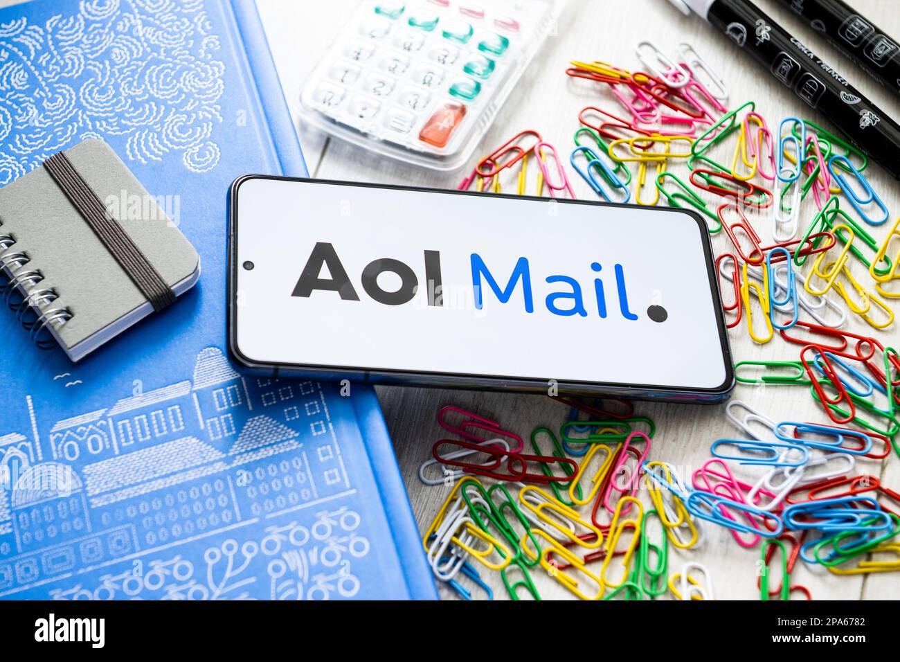In this photo illustration an Aol Mail logo seen displayed on a smartphone Stock Photo - Alamy