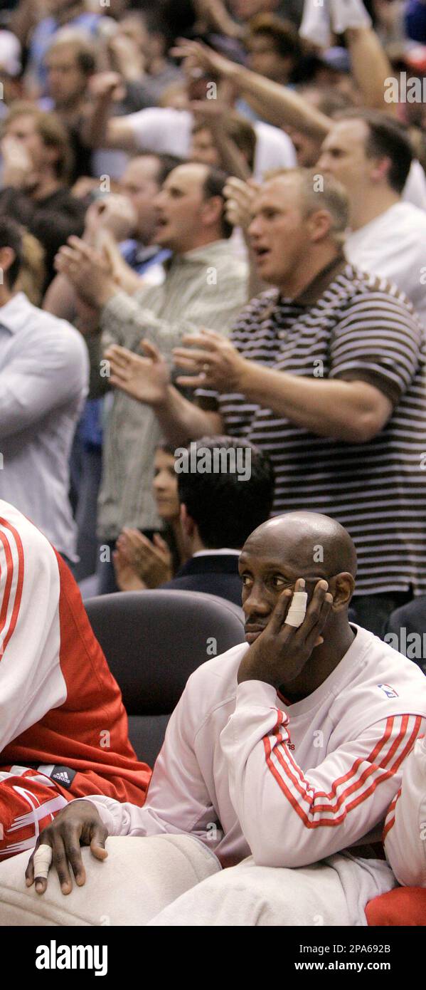 Houston Rockets guard Bobby Jackson (8) reacts to the Utah Jazz ...