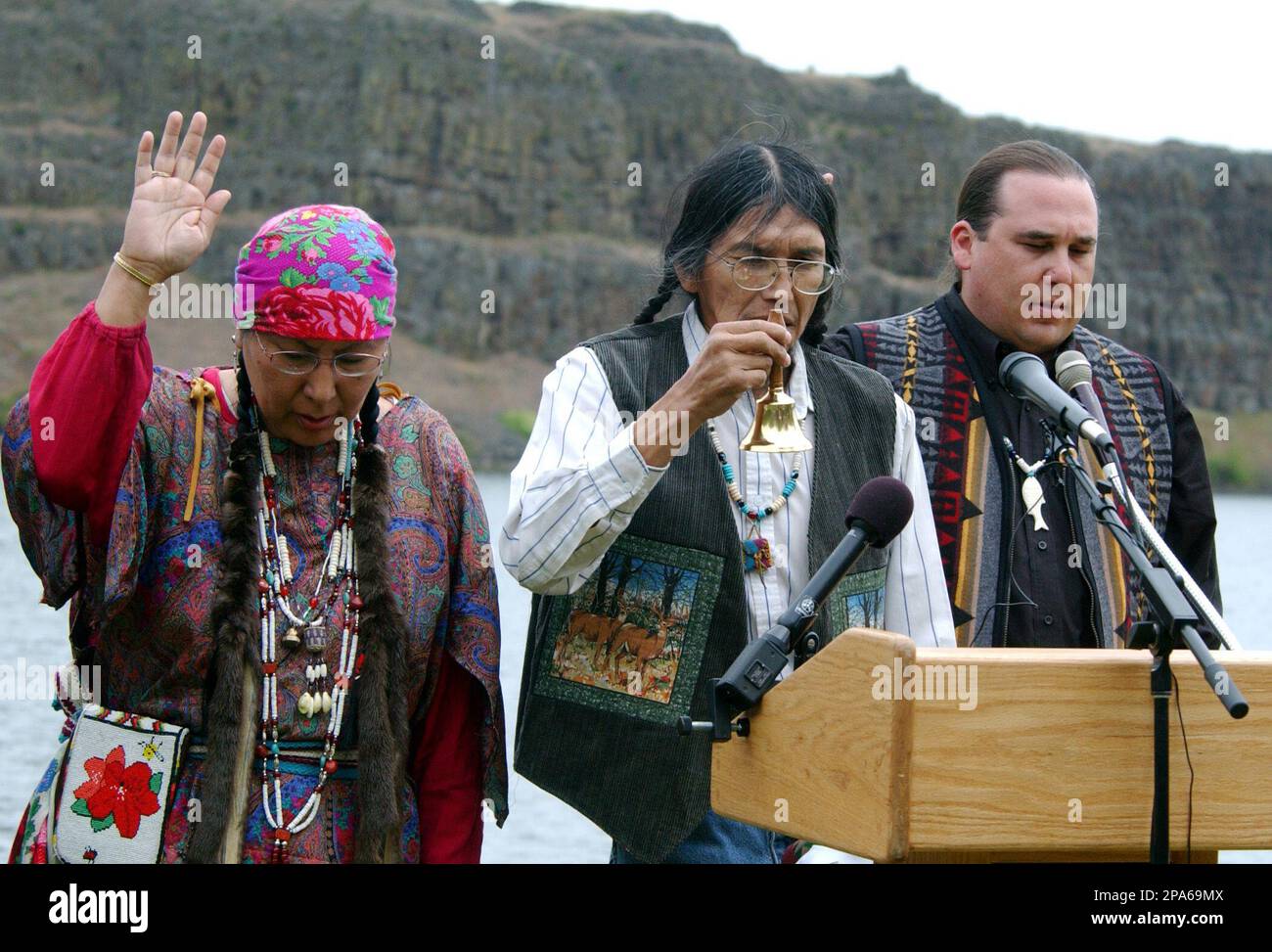 Fred Wallulatum, center, with Olivia Wallulatum, left and Phil Rigdon ...