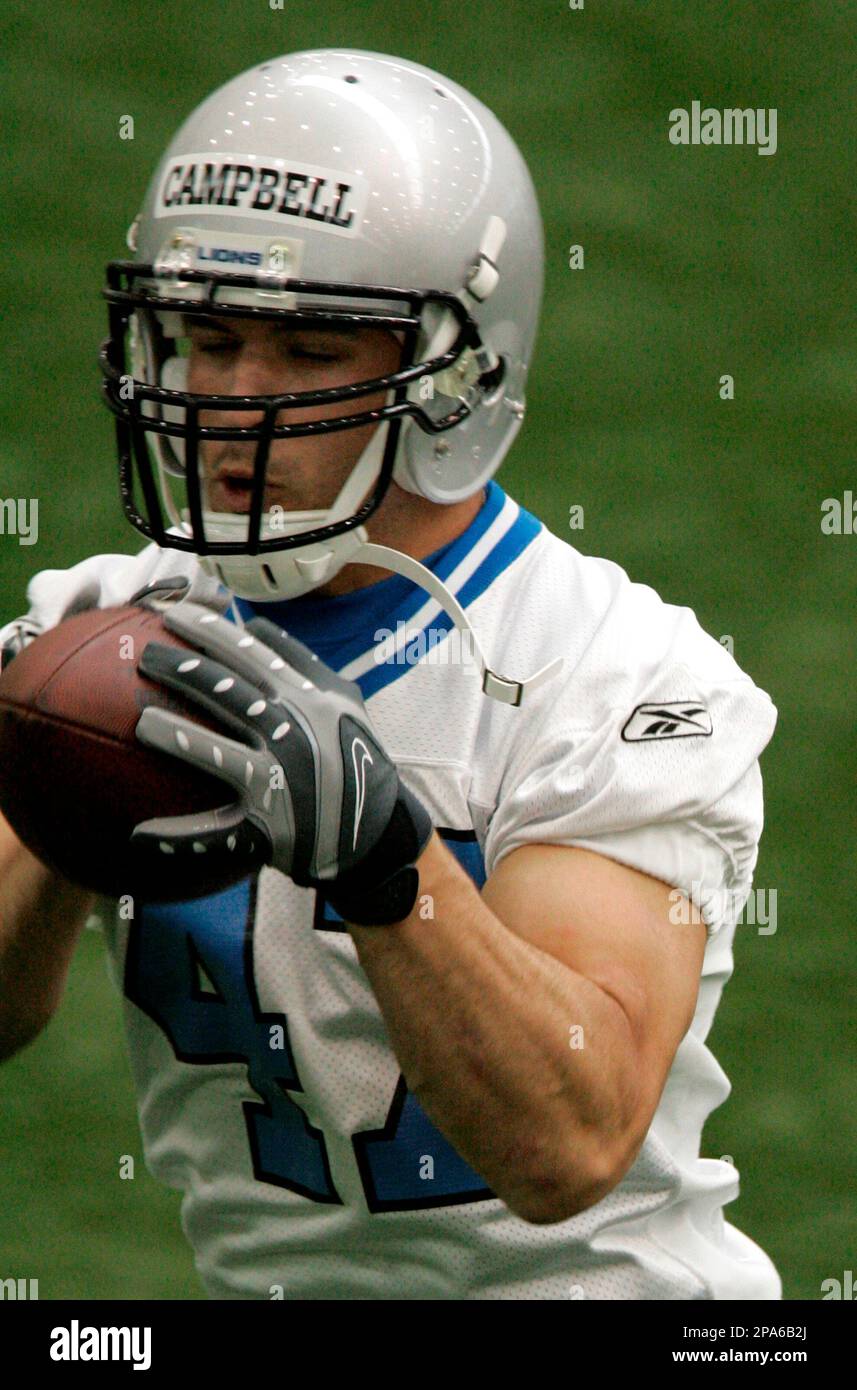 Detroit Lions rookie safety Caleb Campbell runs through drills at the ...