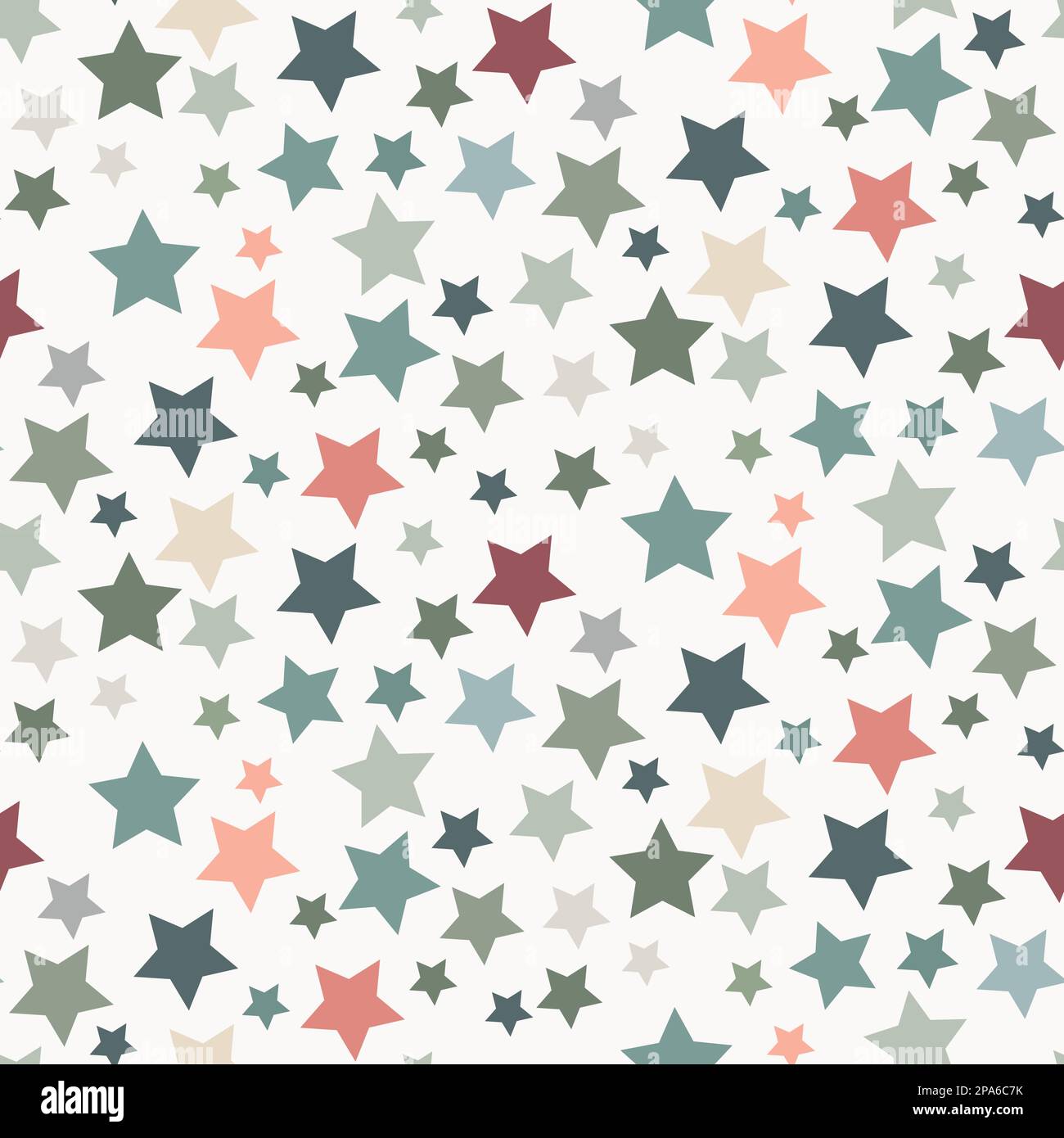 Colorful star seamless vector pattern. Pink, yellow, blue white ...