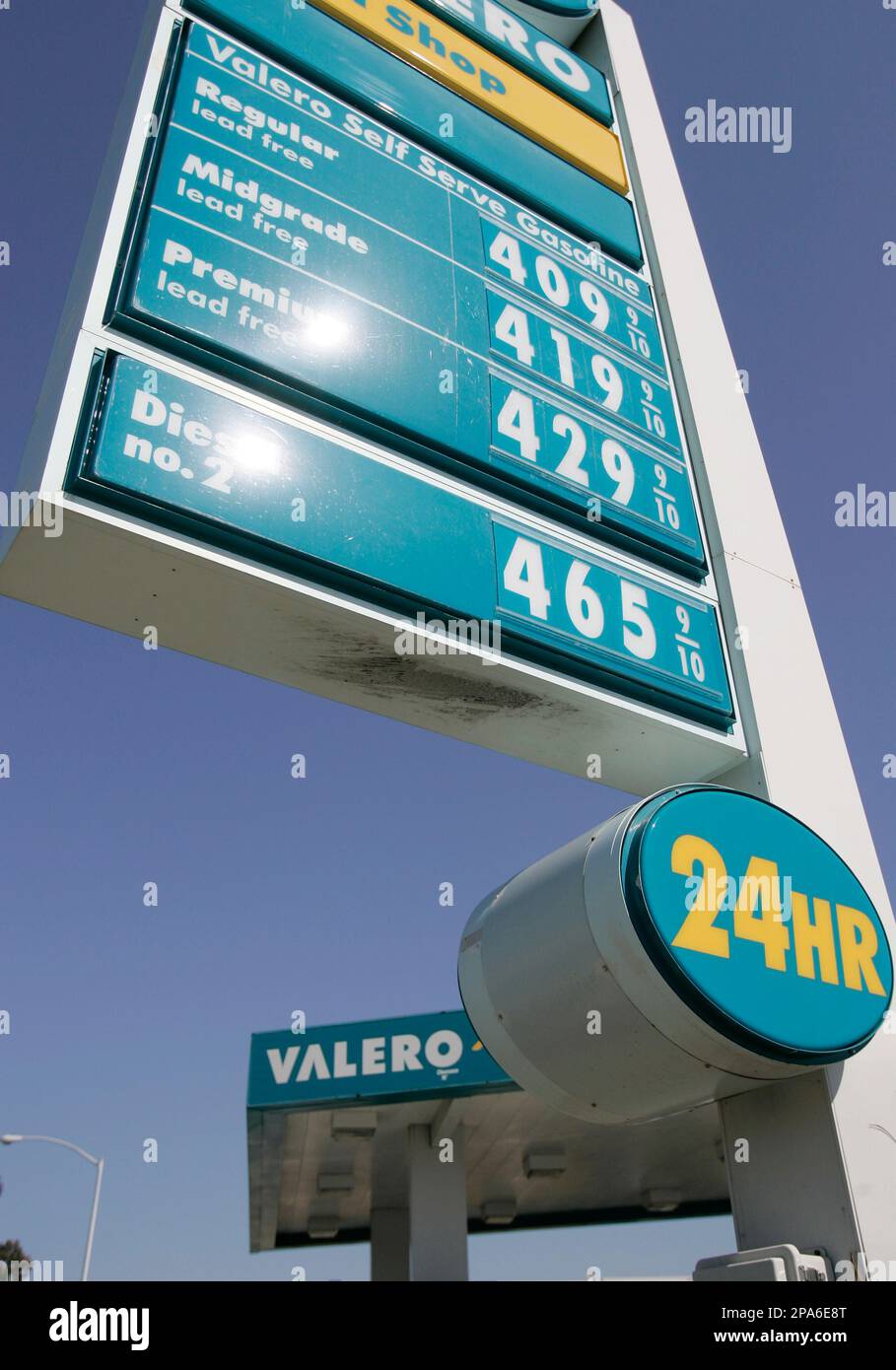 High gas prices posted at a Valero gas station, which is a Exxon ...