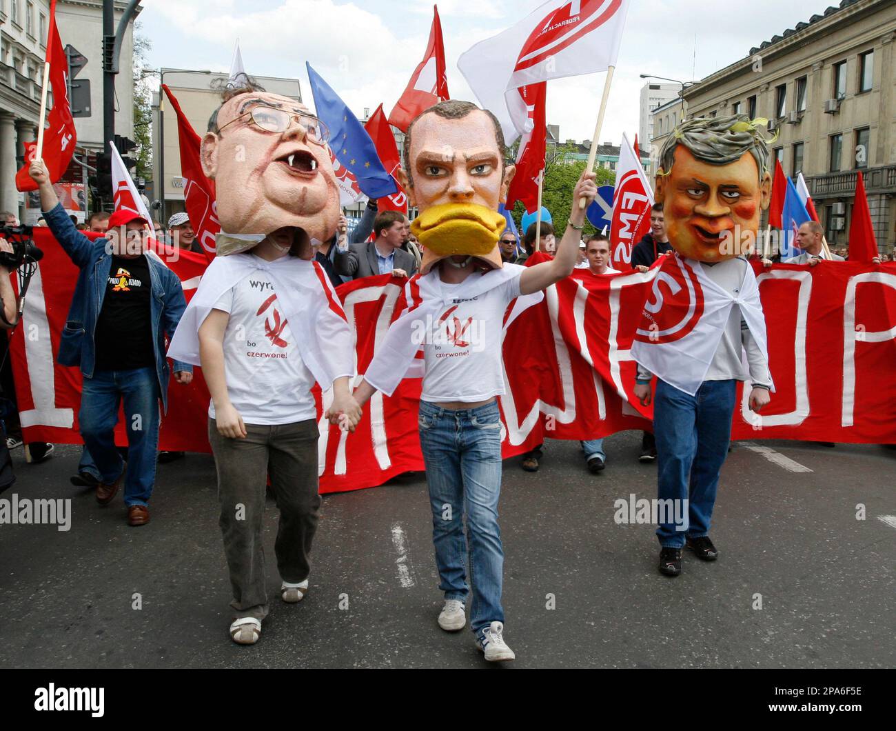 ** CORRECTS LEFT TO RIGHT ** Oversized caricatures of controversial ...