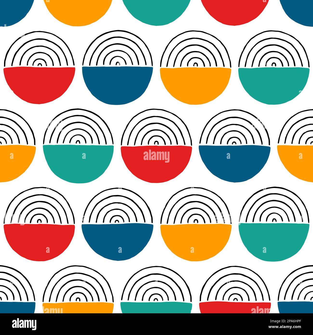 Geometric Circle Seamless Pattern Abstract Hand Drawn Background Repeat Modern Texture