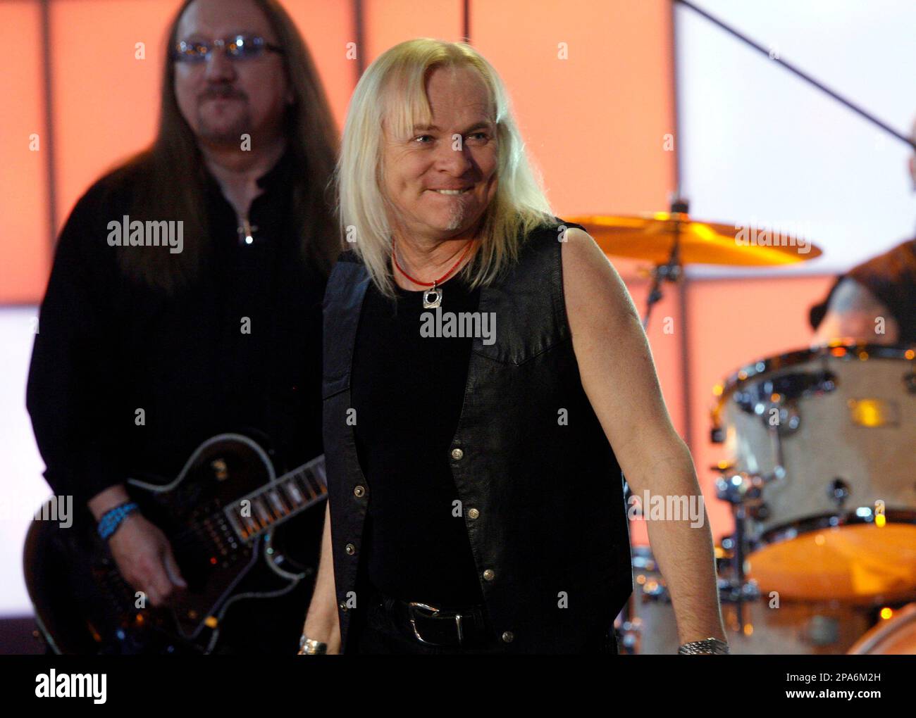 Bernie Shaw, frontman of British rock group Uriah Heep performs in a TV ...