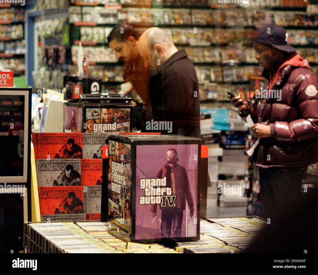 A display advertises "Grand Theft Auto IV," in a GameStop store in New ...