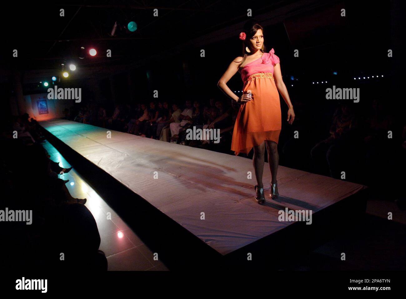 A model displays a creation by fashion designer Meghna Rai Medhi on the ...