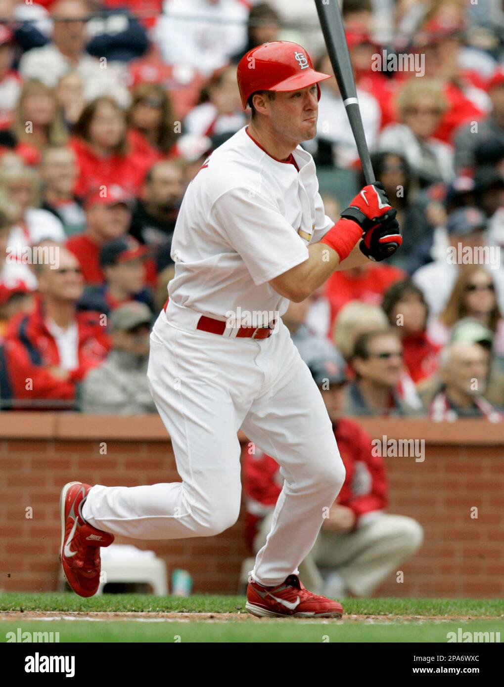 St. Louis Cardinals' Ryan Ludwick hits a two-run double during the ...