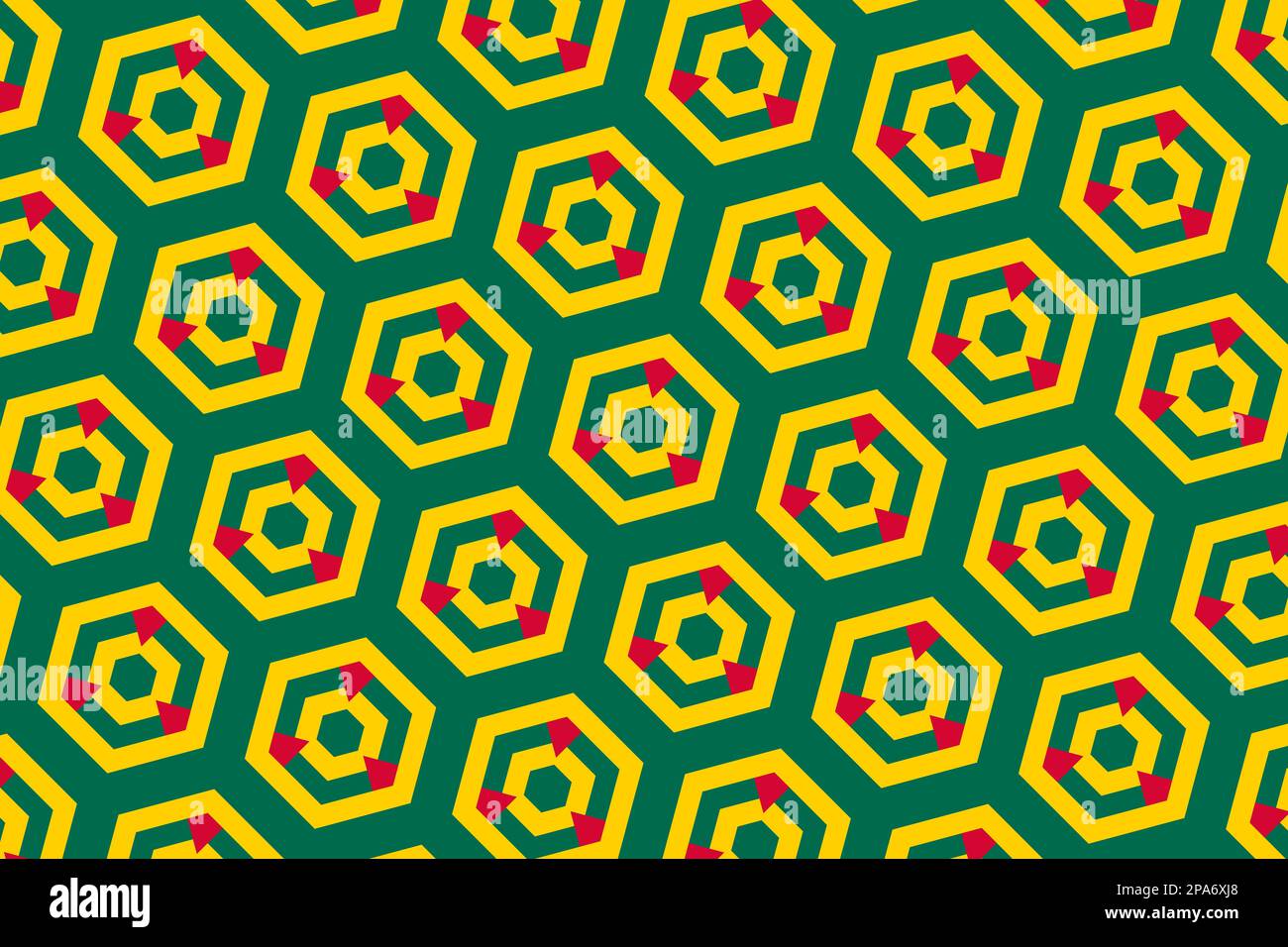Geometric pattern in the colors of the national flag of Togo. The ...