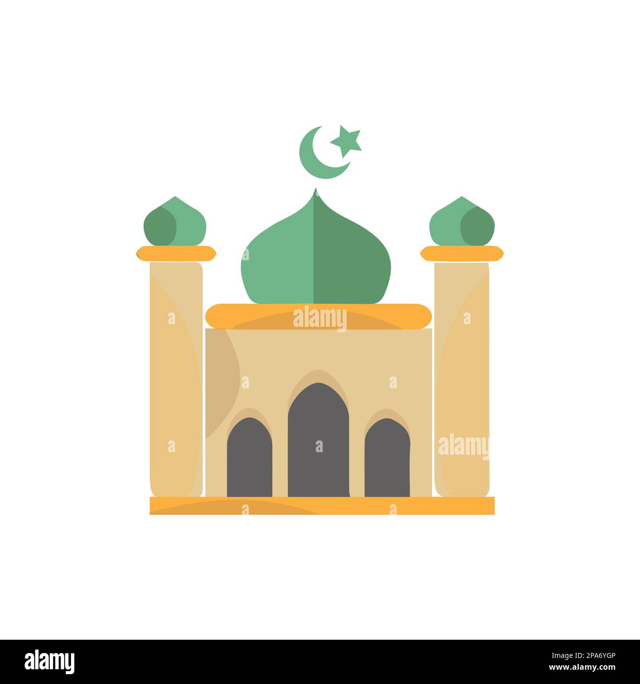 Muslim mosque isolated flat facade on white background. Flat with ...