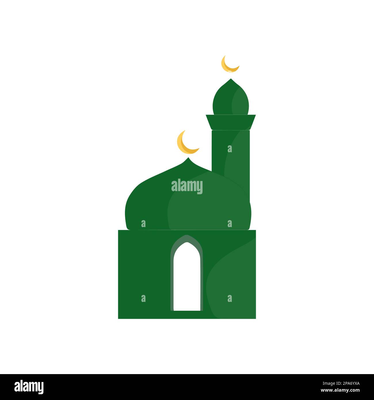 Muslim mosque isolated flat facade on white background. Flat with ...