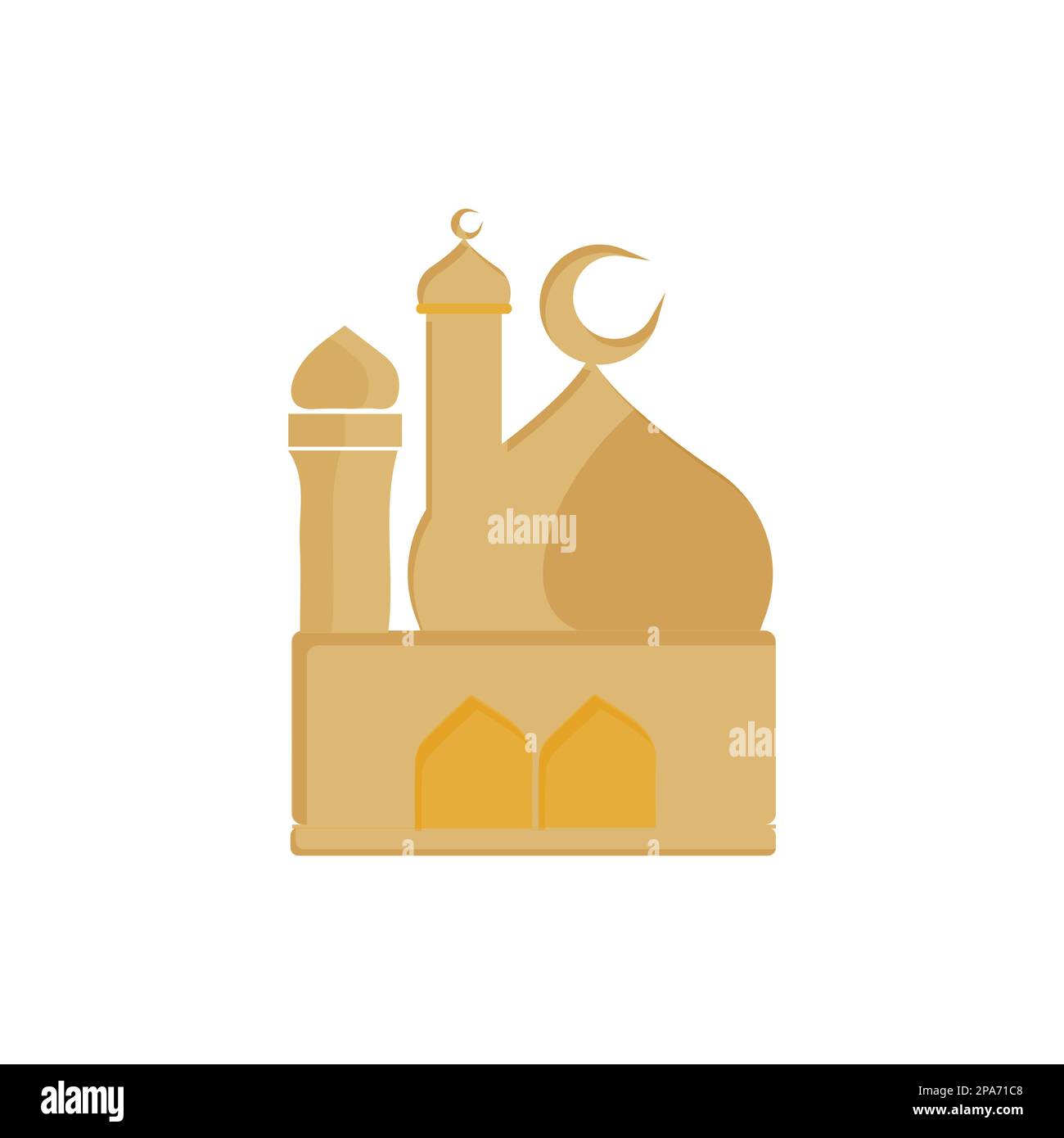 Muslim mosque isolated flat facade on white background. Flat with ...