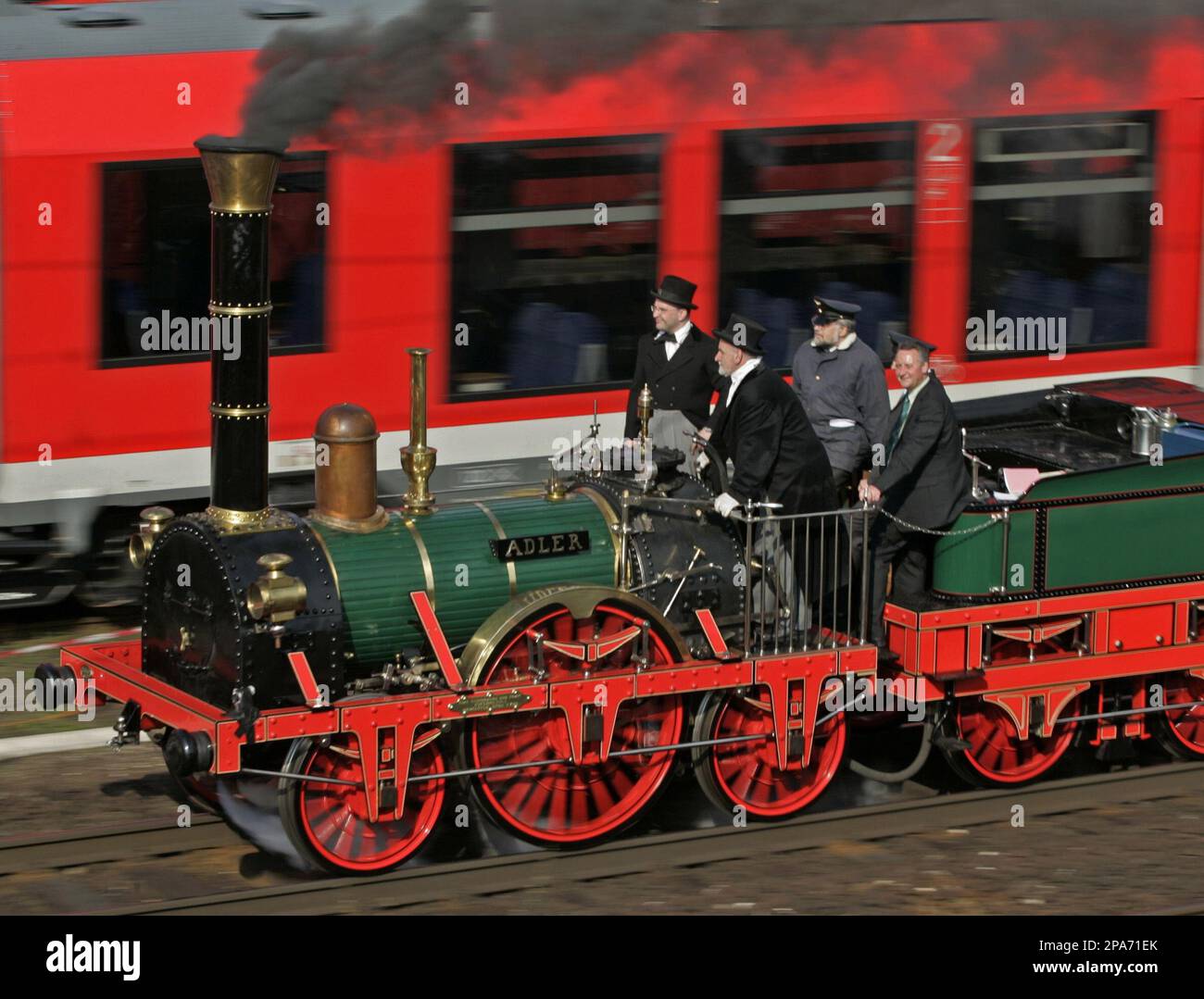 The historic steam locomotive Adler, a replica of Germany's first ...