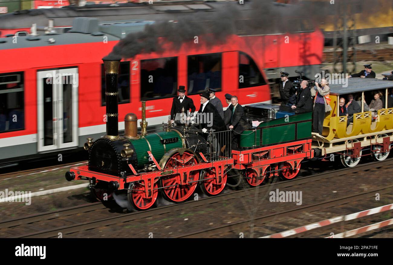 The historic steam locomotive Adler, a replica of Germany's first ...