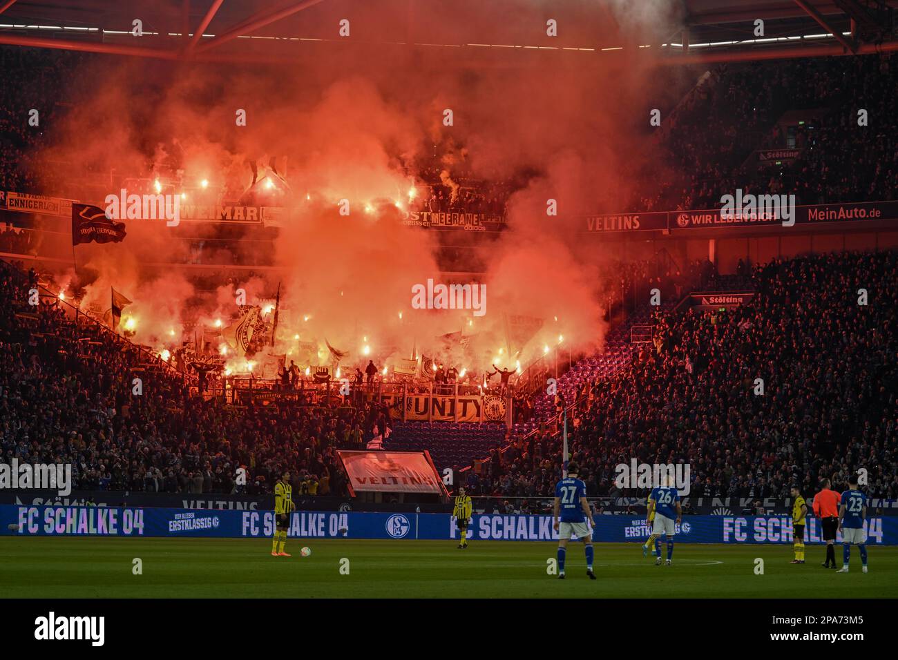 Gelsenkirchen, Germany. 11th Mar, 2023. Soccer: Bundesliga, FC Schalke 04 - Borussia Dortmund ...