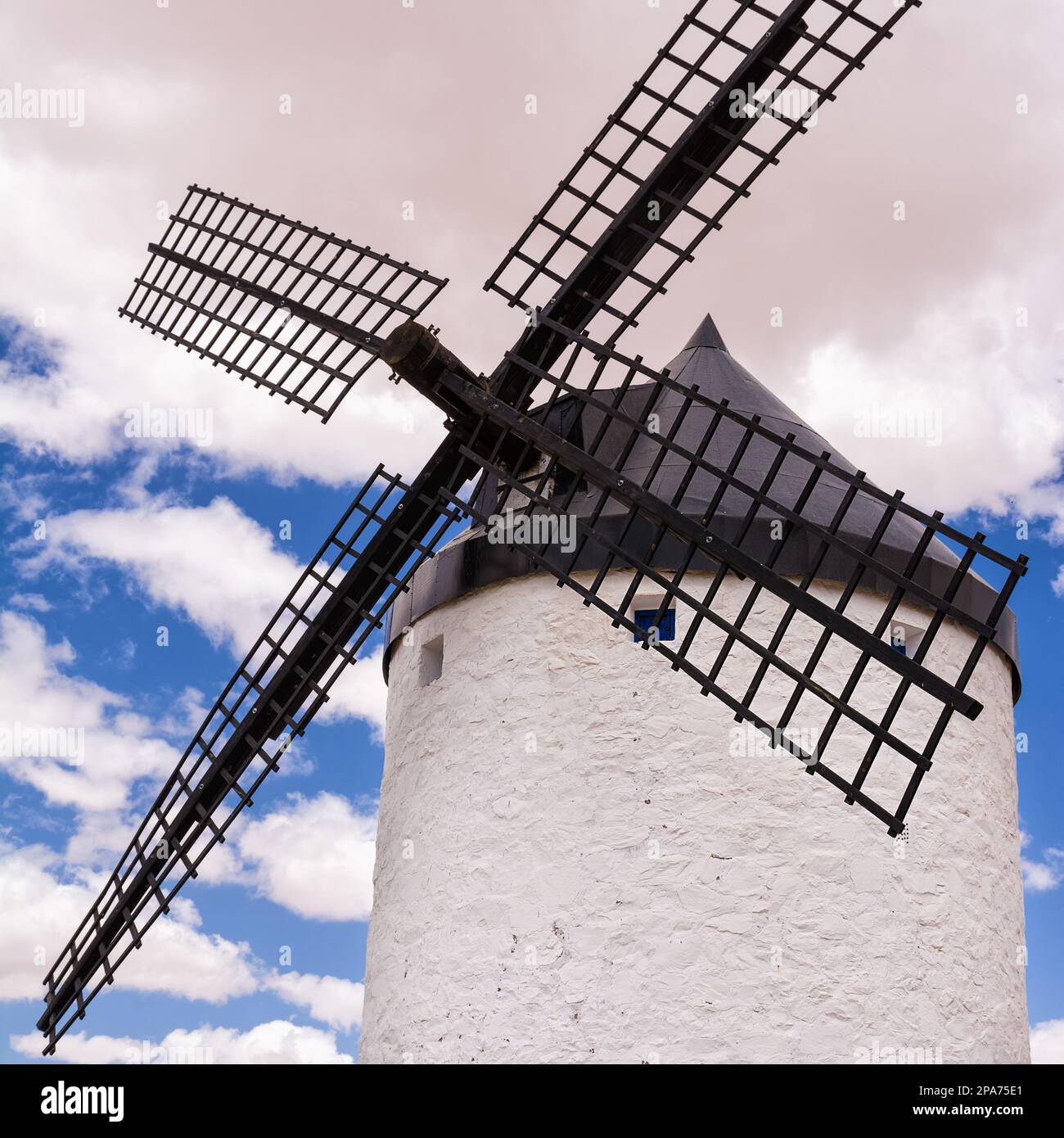 Detail of the blades of a windmill in Consuegra Stock Photo - Alamy